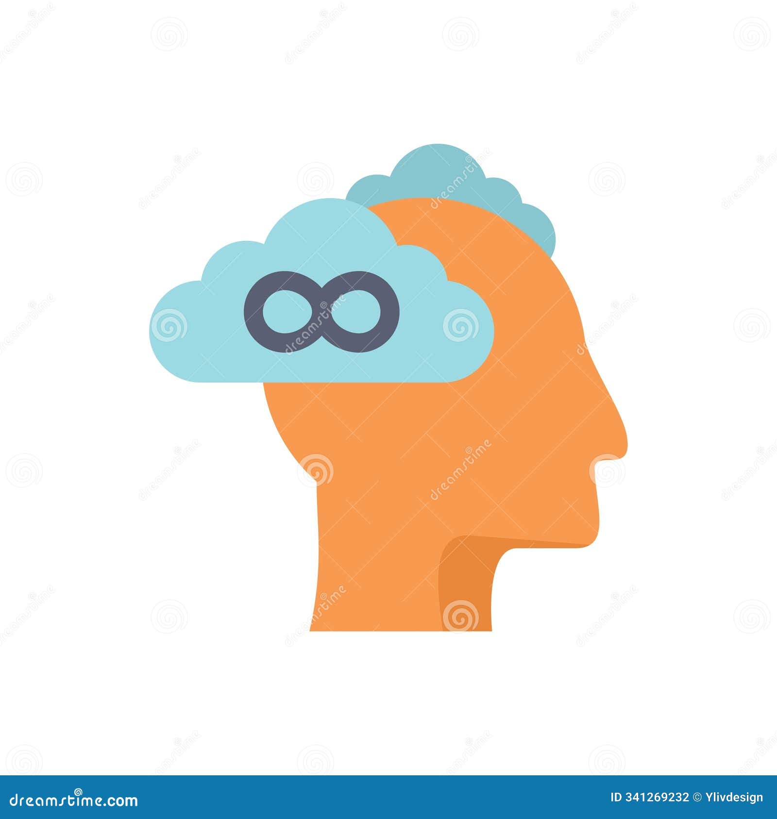 Human Head with Infinity Symbol Inside Cloud Computing Representing ...