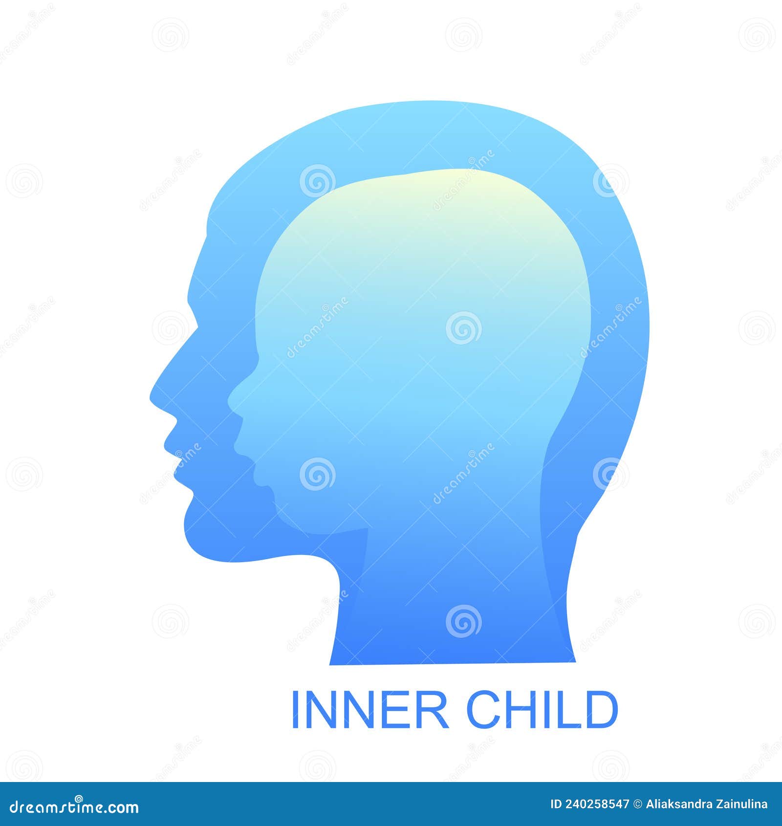 Human Head with Inner Child Inside Concept Stock Vector - Illustration ...