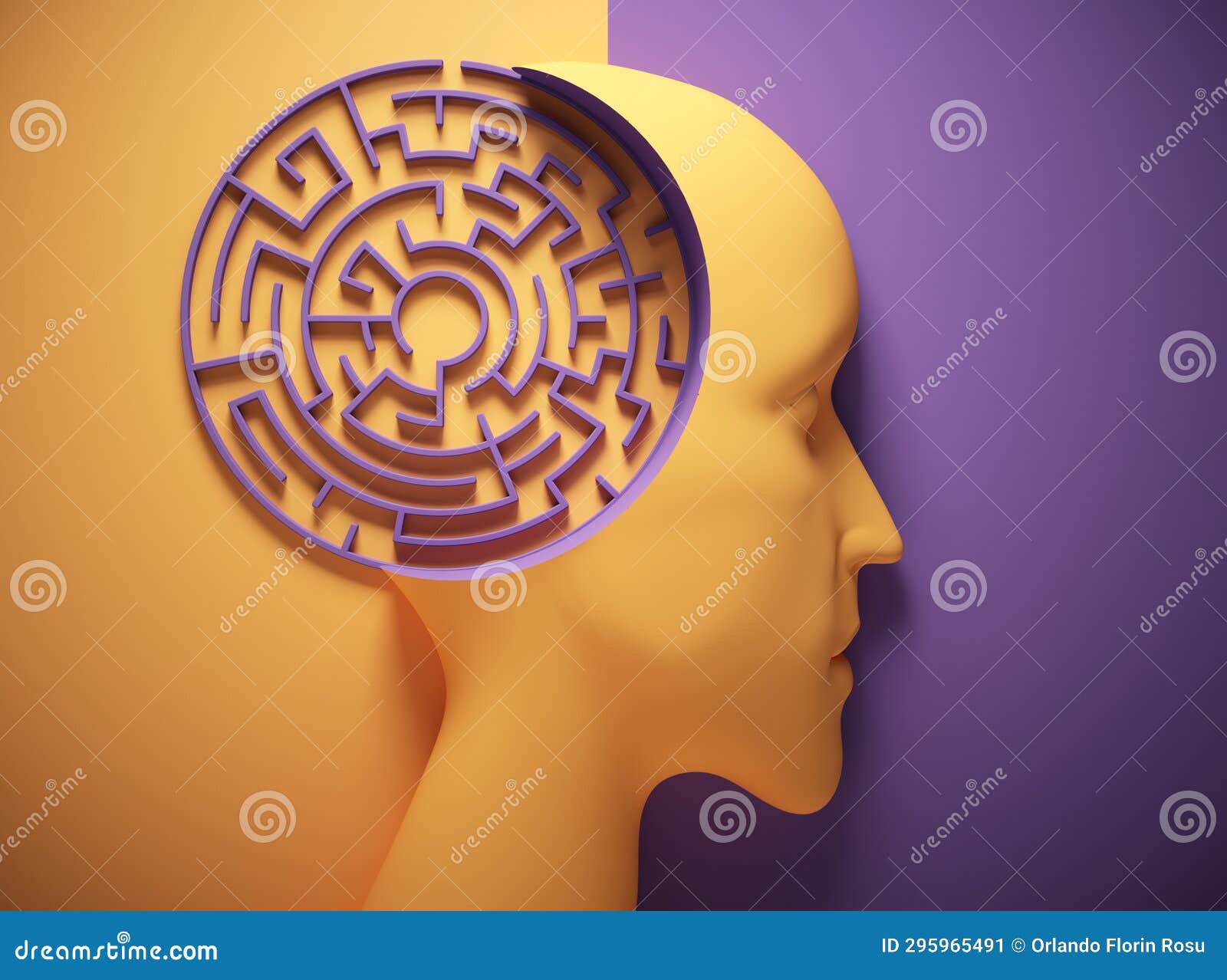 Human Head with a Inside Big Maze Stock Illustration - Illustration of ...