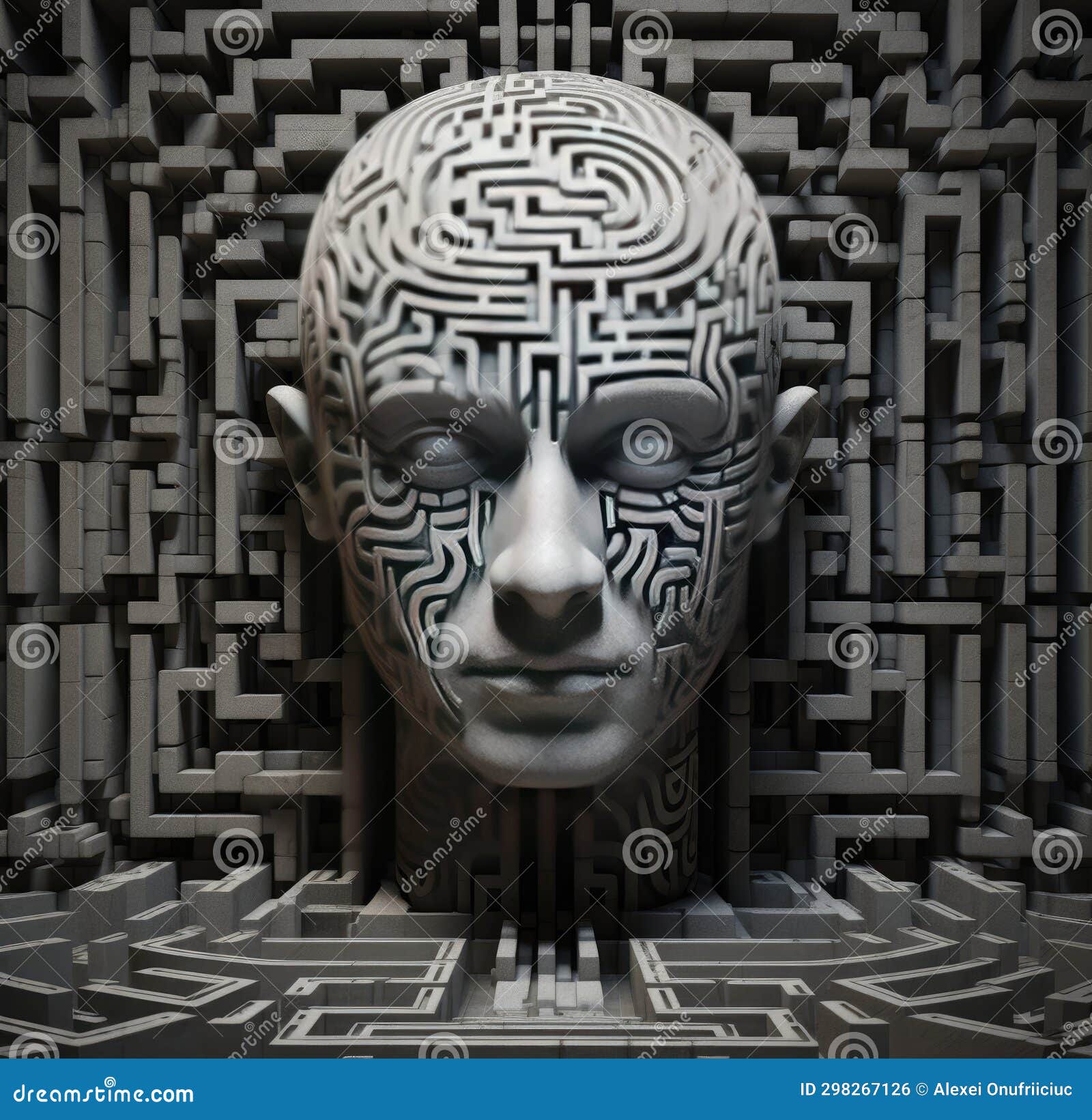 Human Head Inside a Labyrinth Psychology Brain Mind Generative AI Stock ...