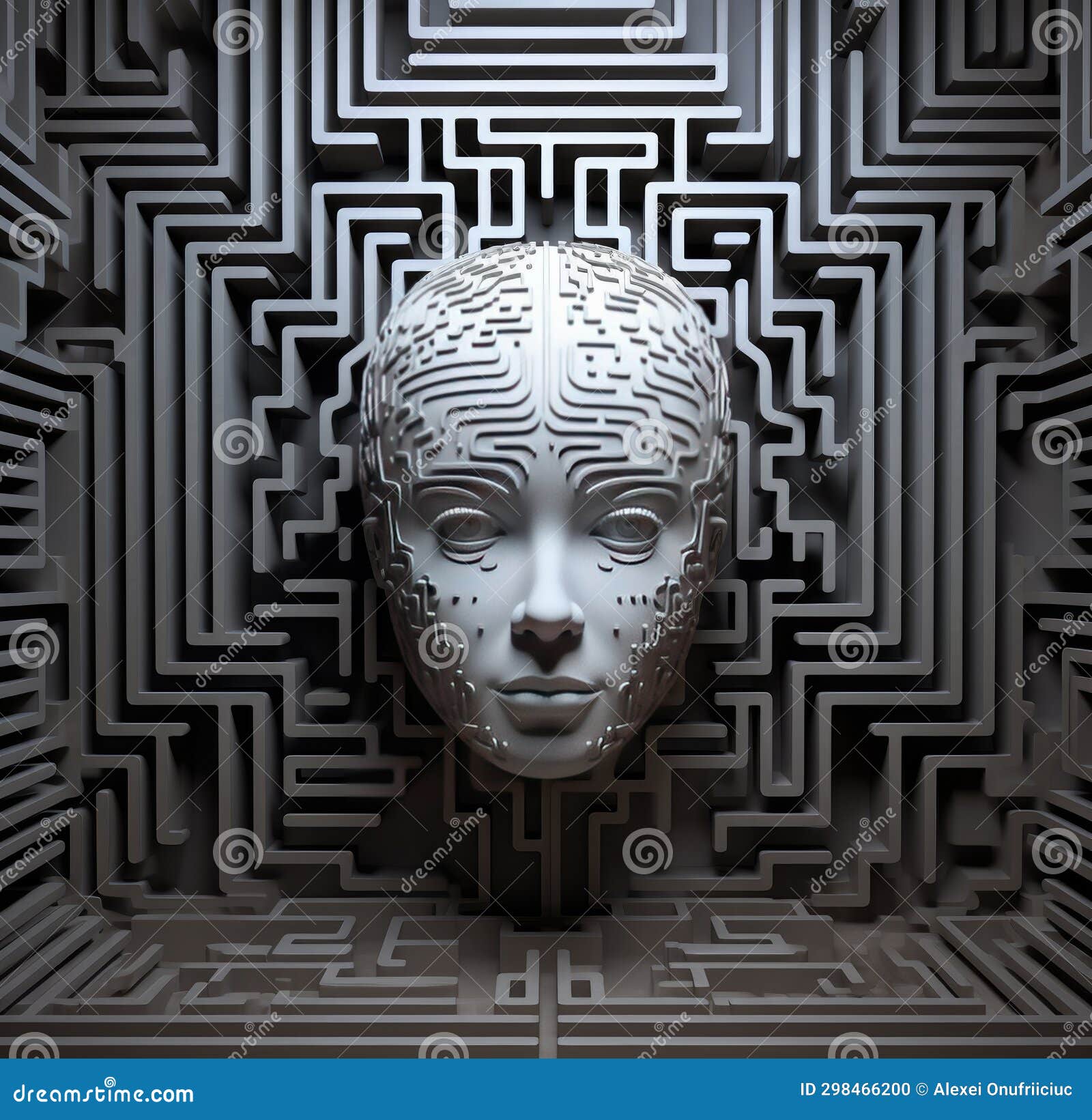 Human Head Inside a Labyrinth Psychology Brain Mind Generative AI Stock ...
