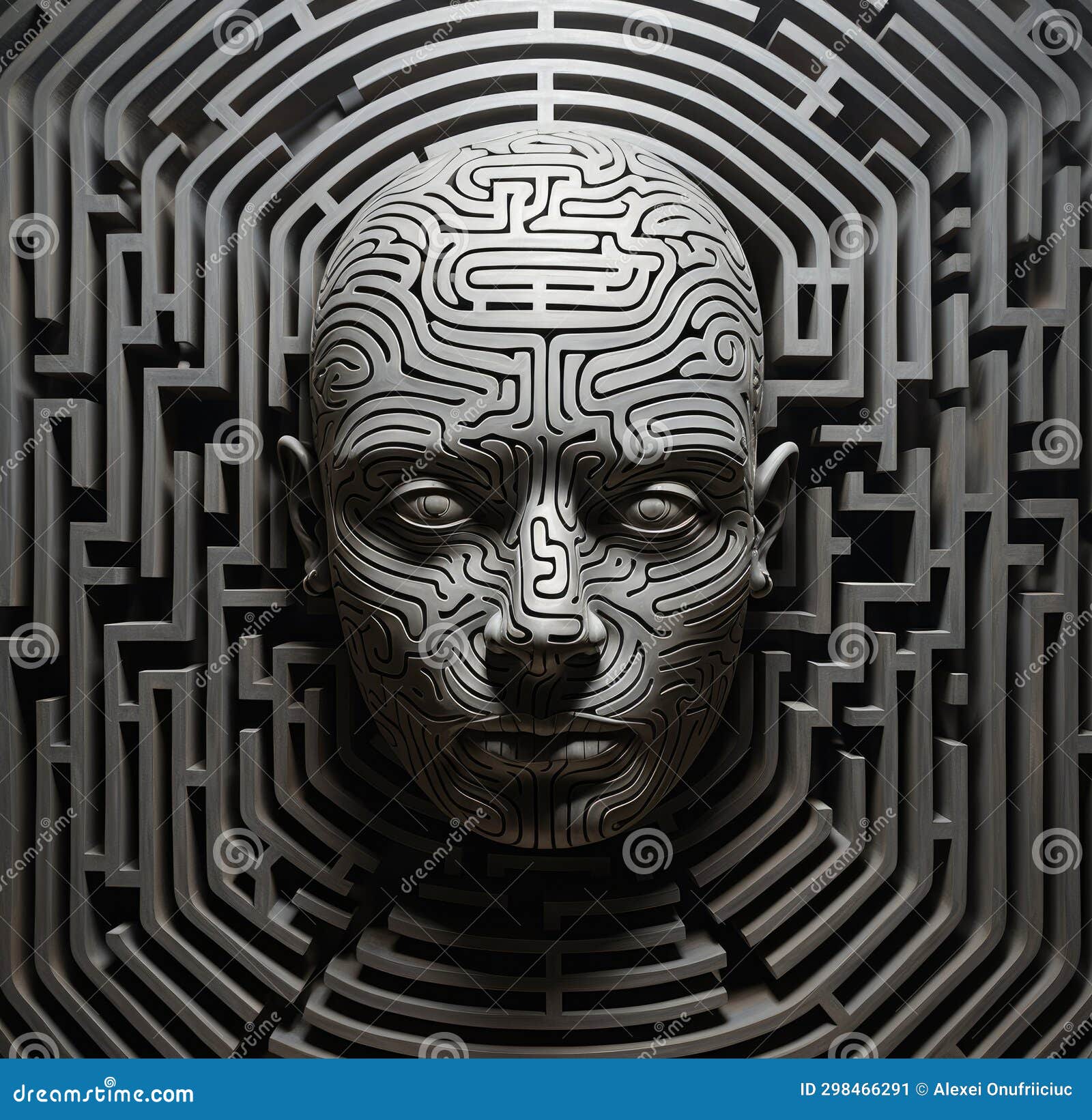 Human Head Inside a Labyrinth Psychology Brain Mind Generative AI Stock ...