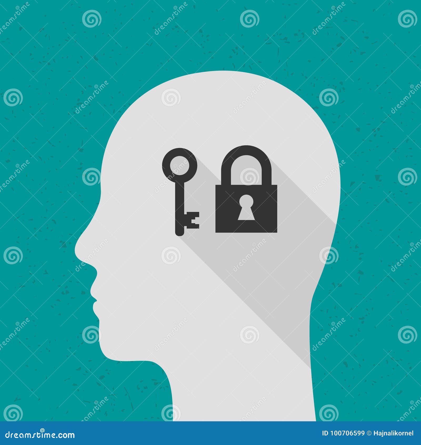 Human Head with Key and Lock Concept Stock Vector - Illustration of ...