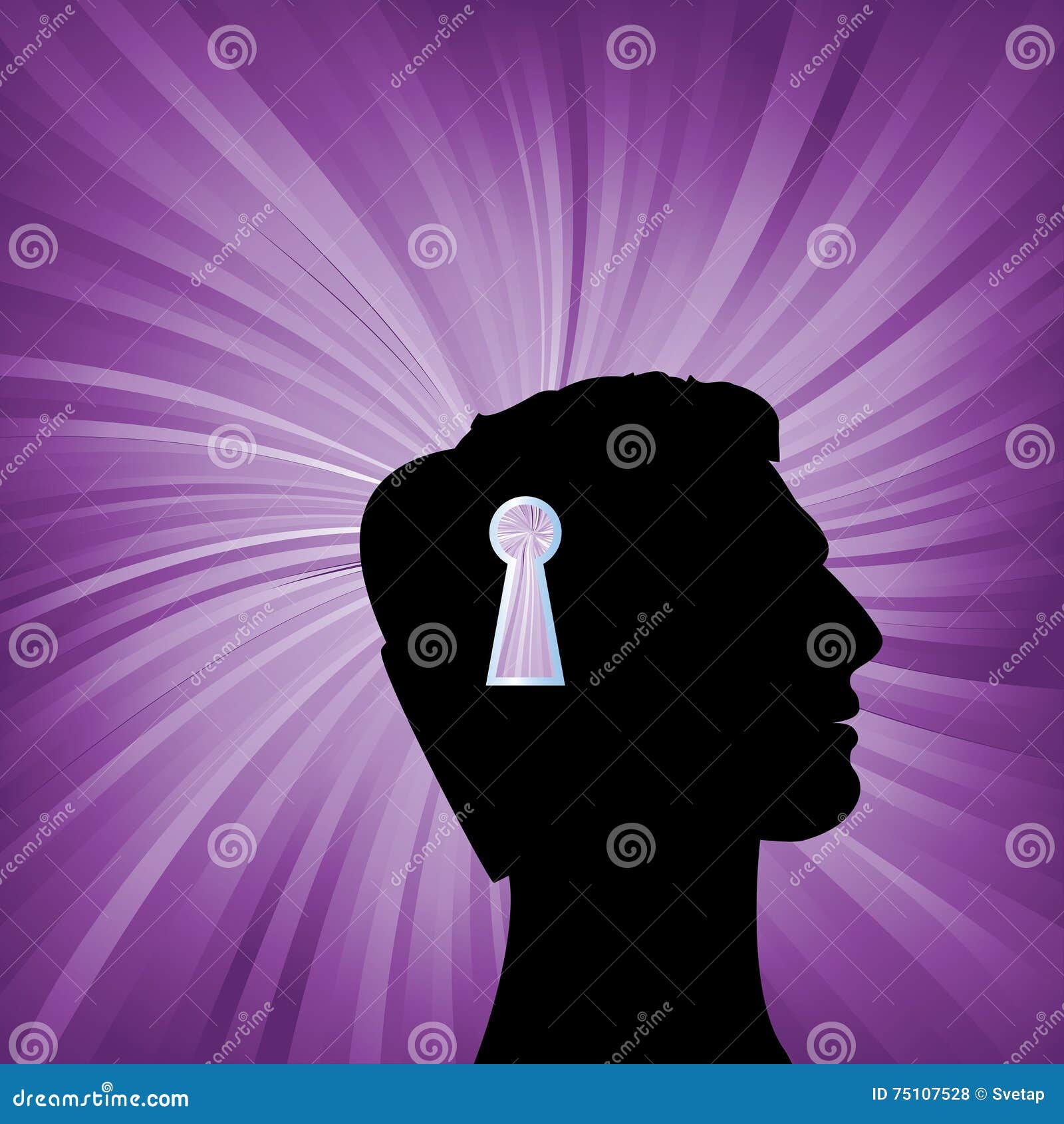 Human Head with Keyhole Mark Symbol. Security Open Mind Vector Concept ...