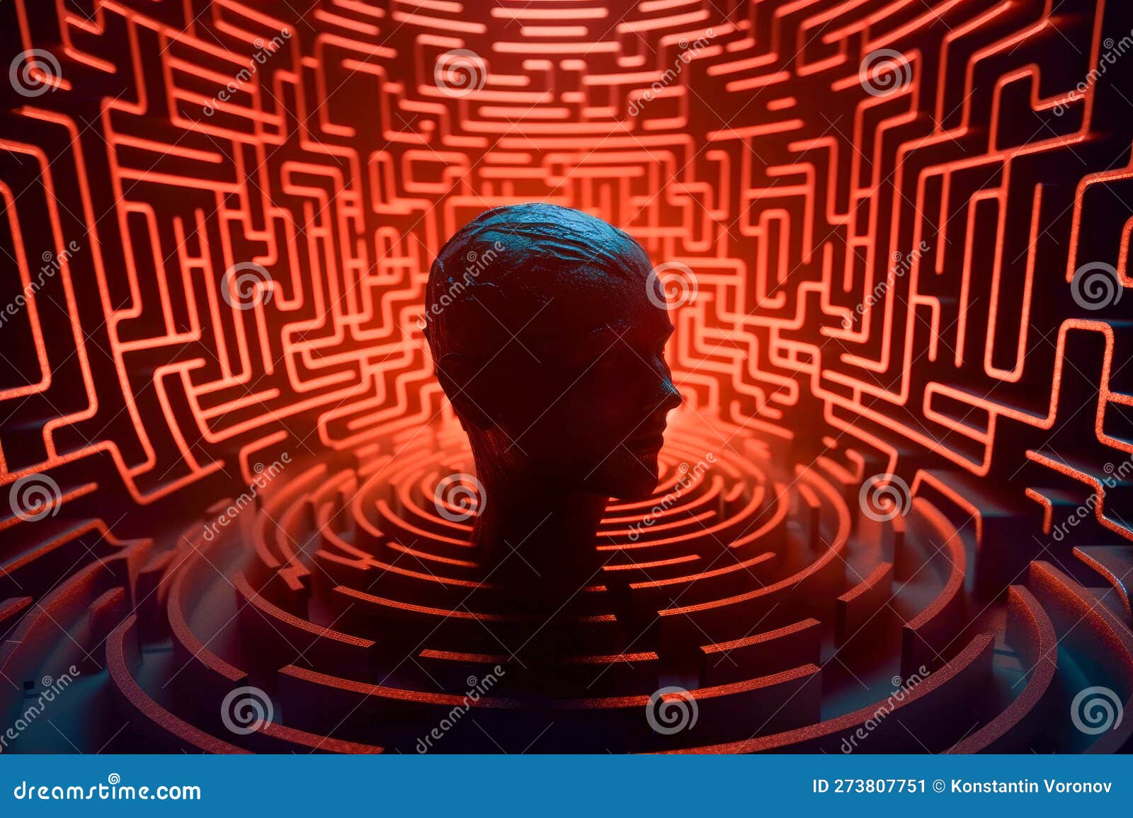 Human Head in Labyrinth, Symbolizing Doubts, Psychology, Psychotherapy ...