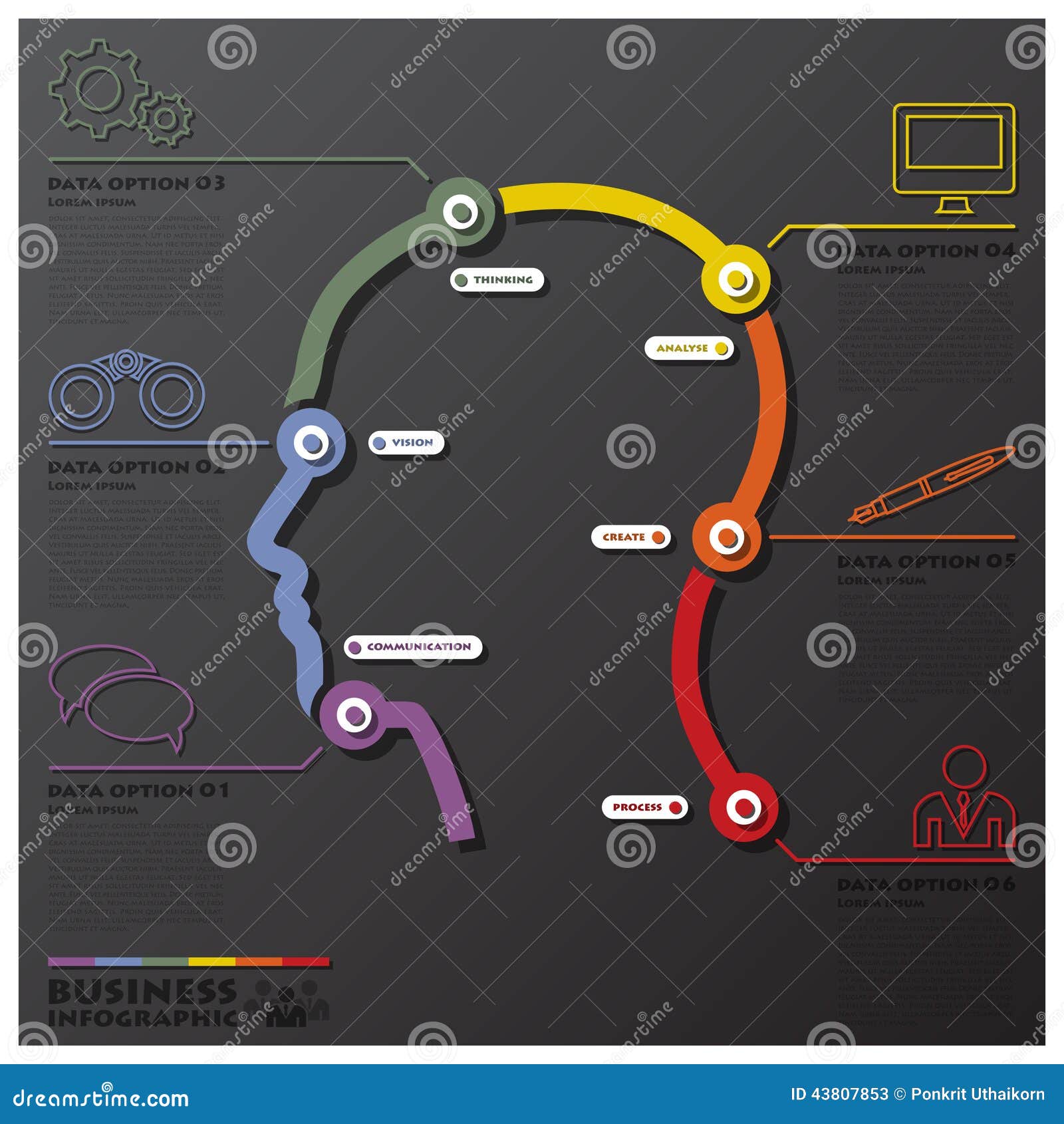 Human Head Learning Process System Connection Timeline Business Stock ...