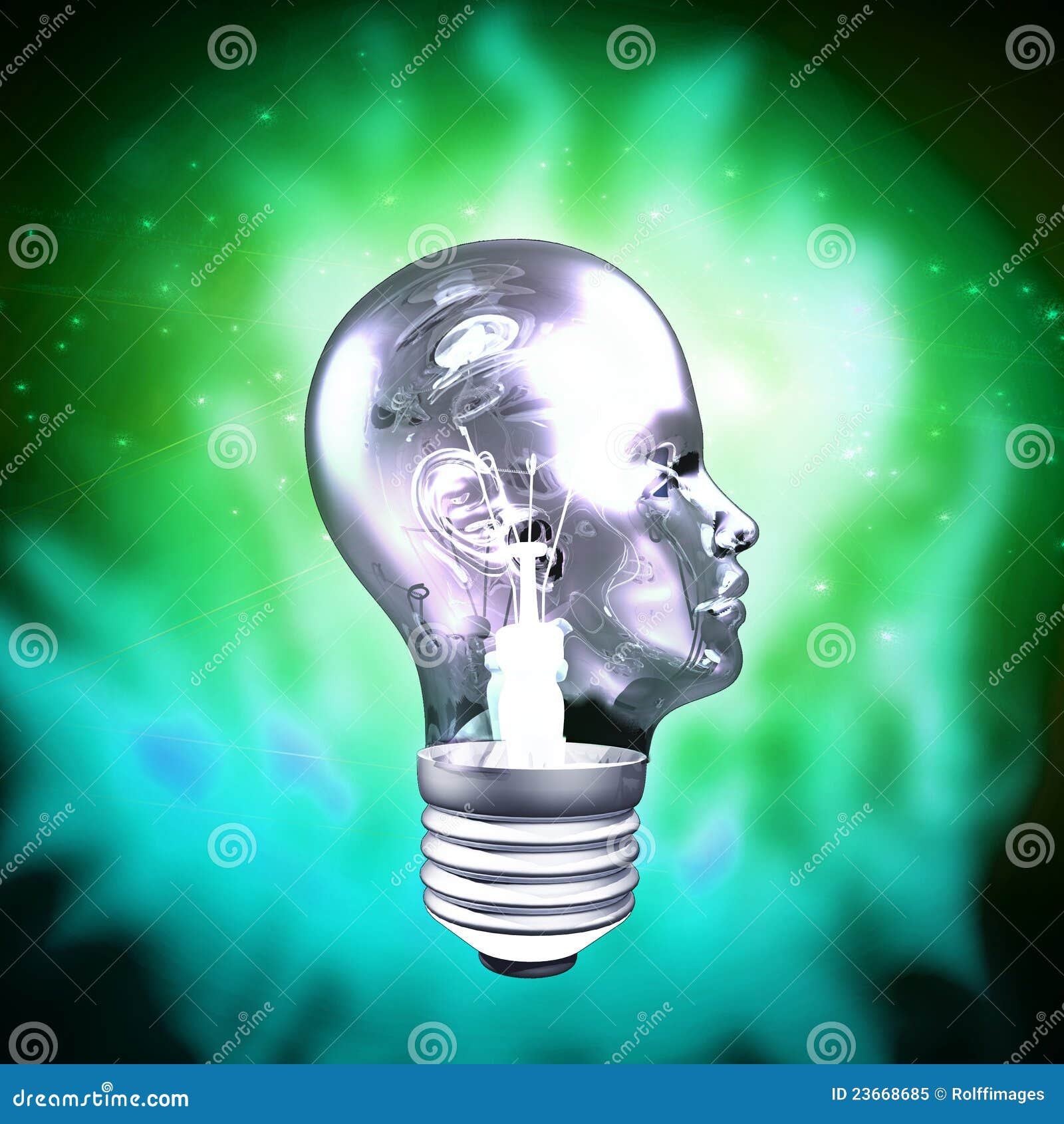 Head With Light Bulb And Euro Sign. Concept Of Financial Idea Vector ...