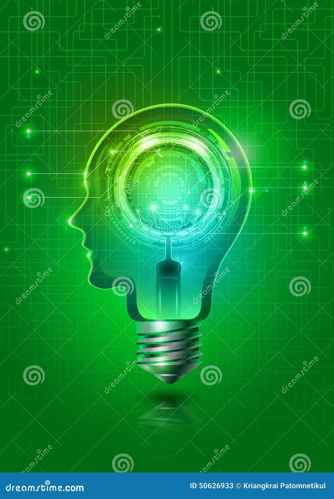 Human Head Light Bulb with Abstract Technology Stock Vector ...