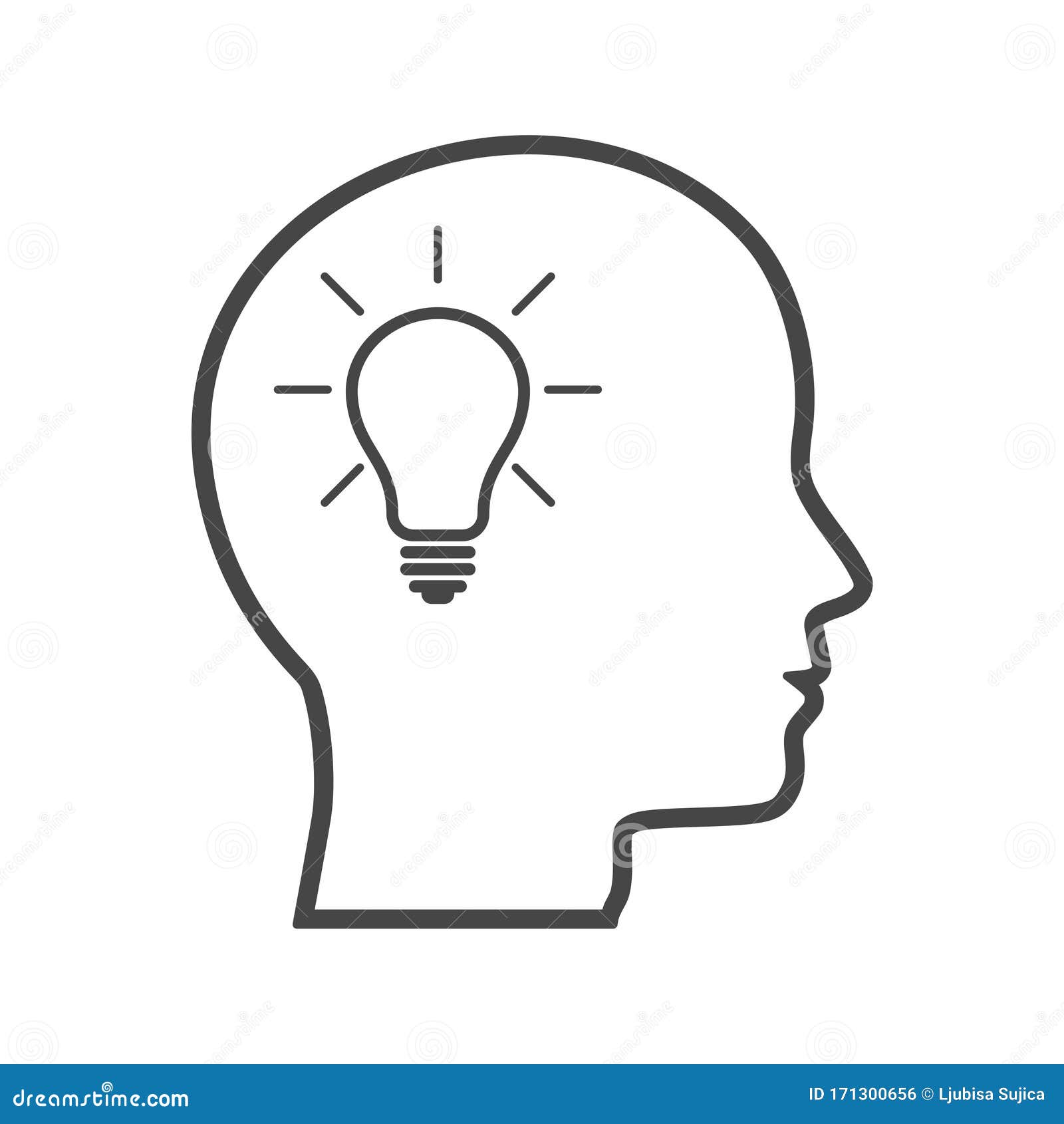 Human Head with Light Bulb Icon Stock Vector - Illustration of ...