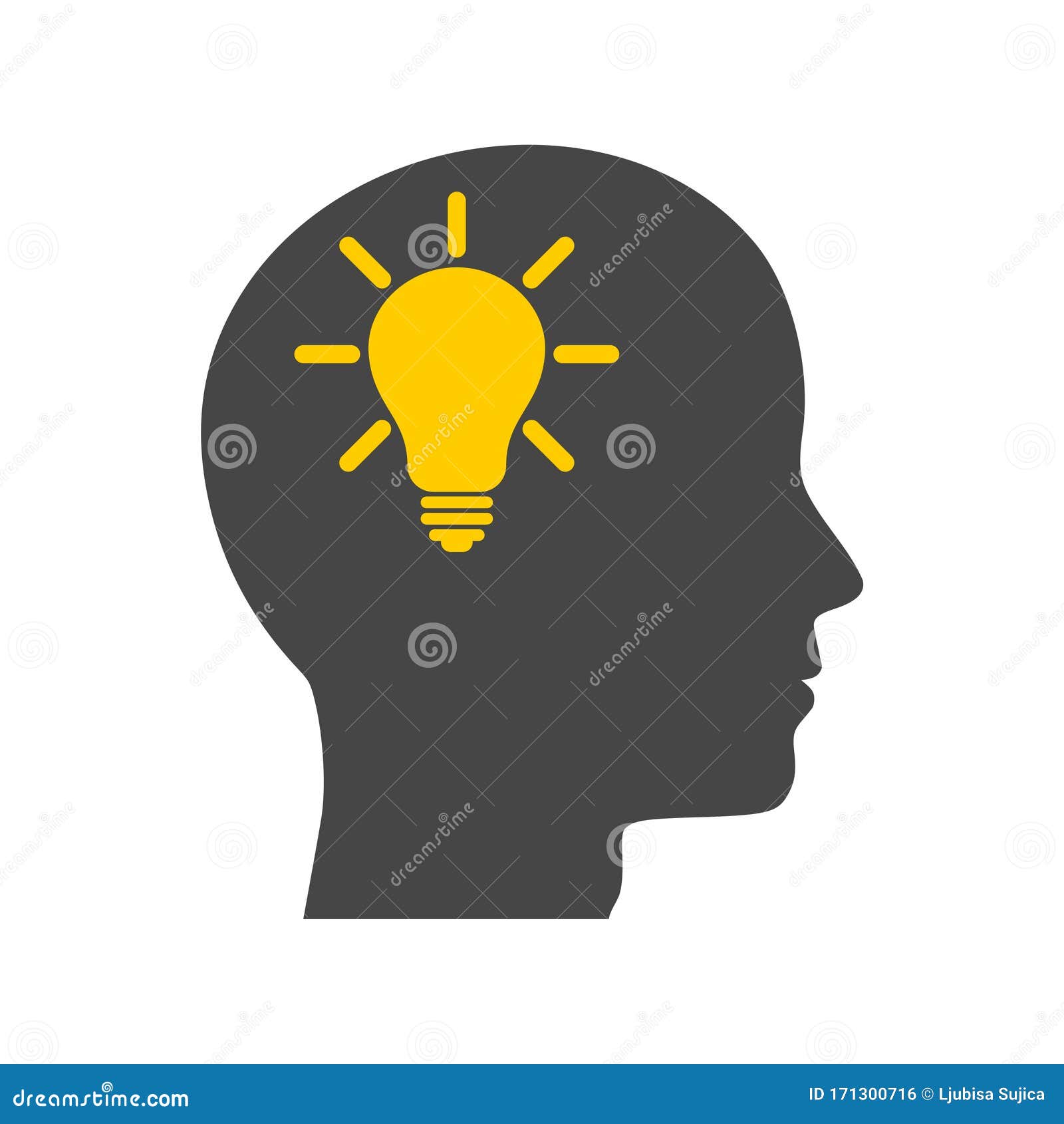 Human Head with Light Bulb Icon Stock Vector - Illustration of concept ...