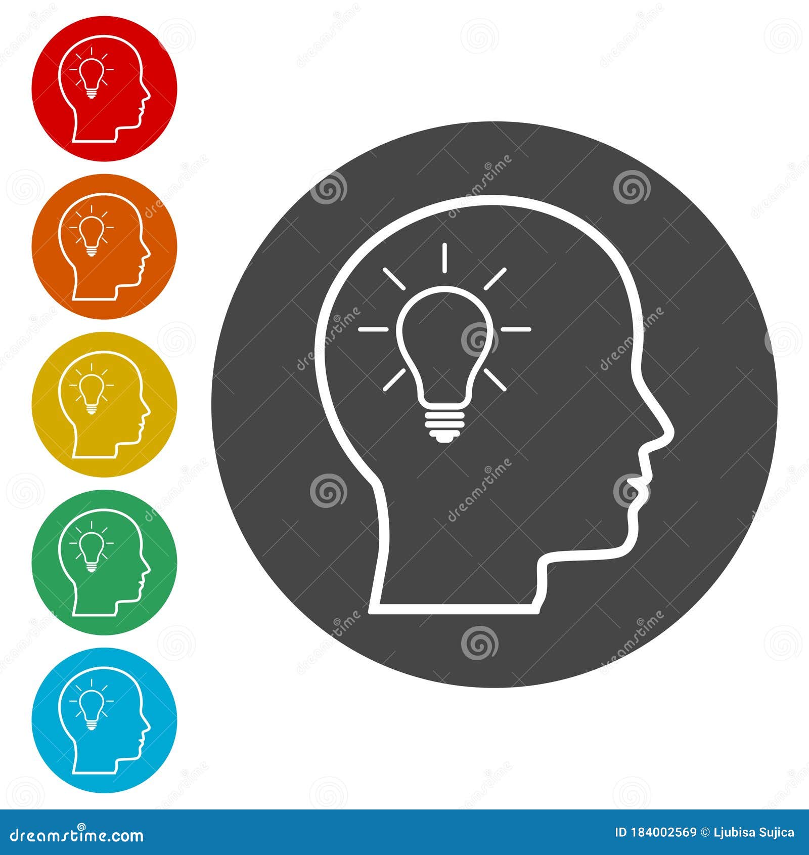 Human Head with Light Bulb Icon Stock Vector - Illustration of ...