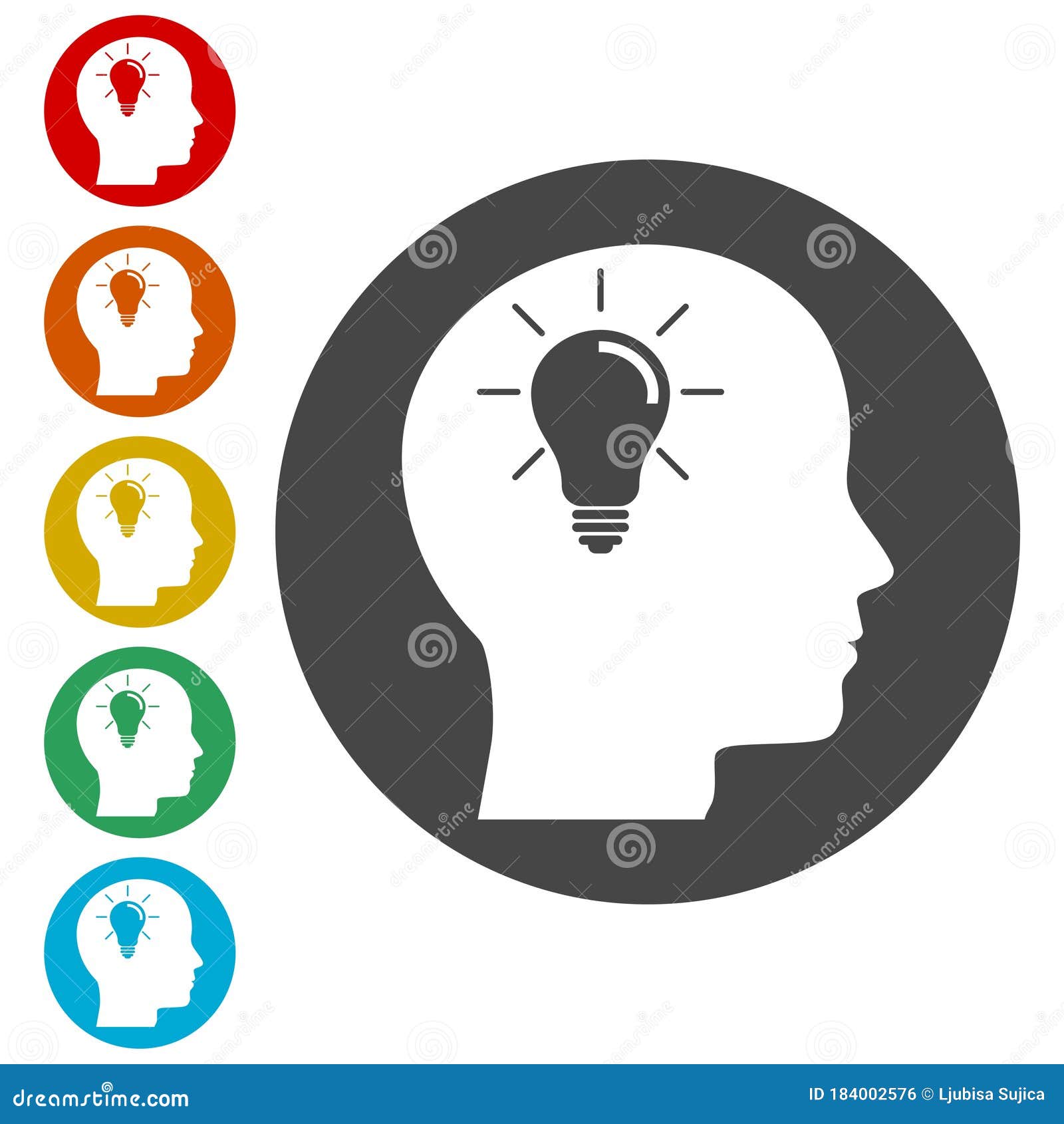 Human Head with Light Bulb Icon Stock Vector - Illustration of ...