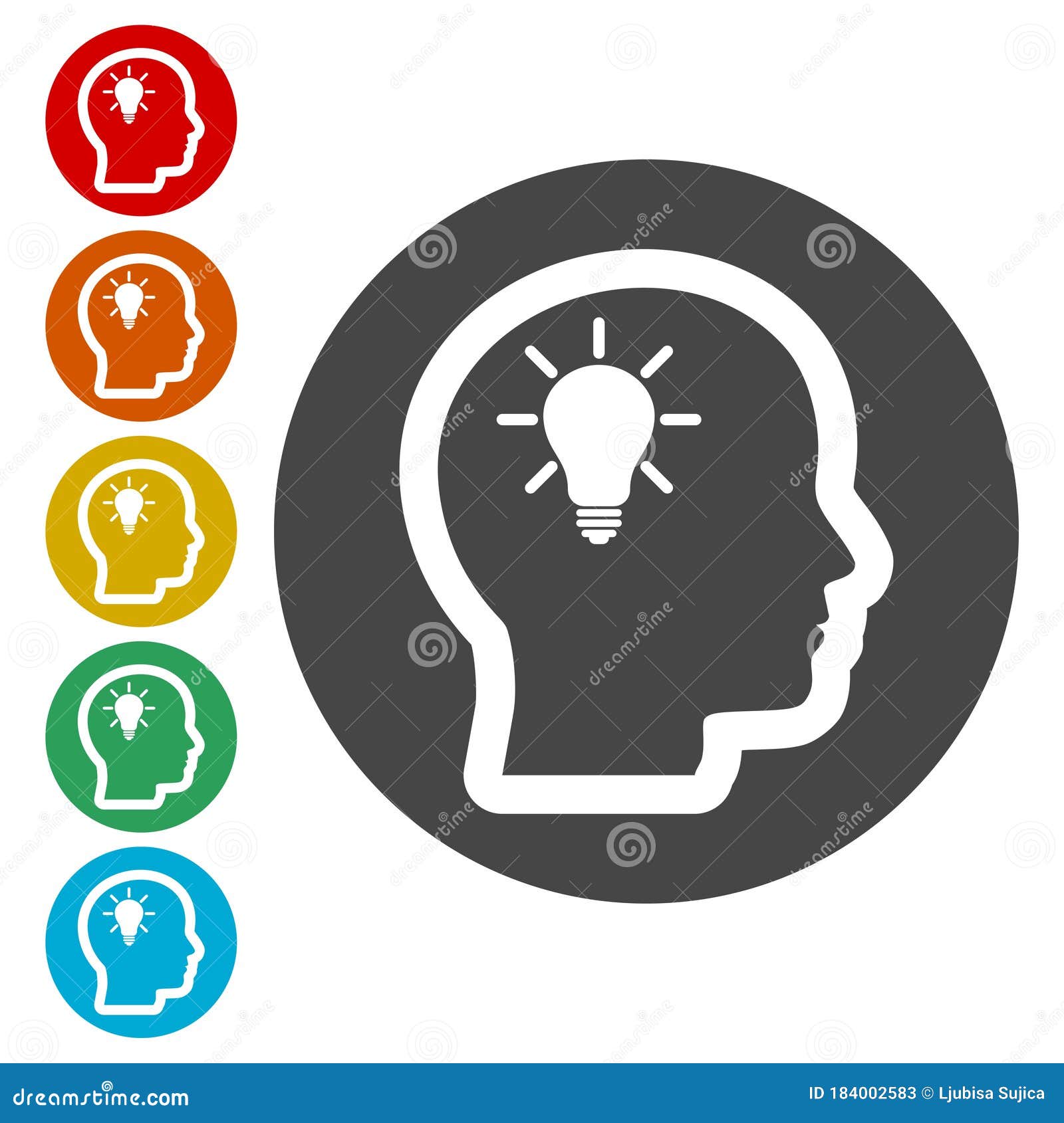 Human Head with Light Bulb Icon Stock Vector - Illustration of energy ...