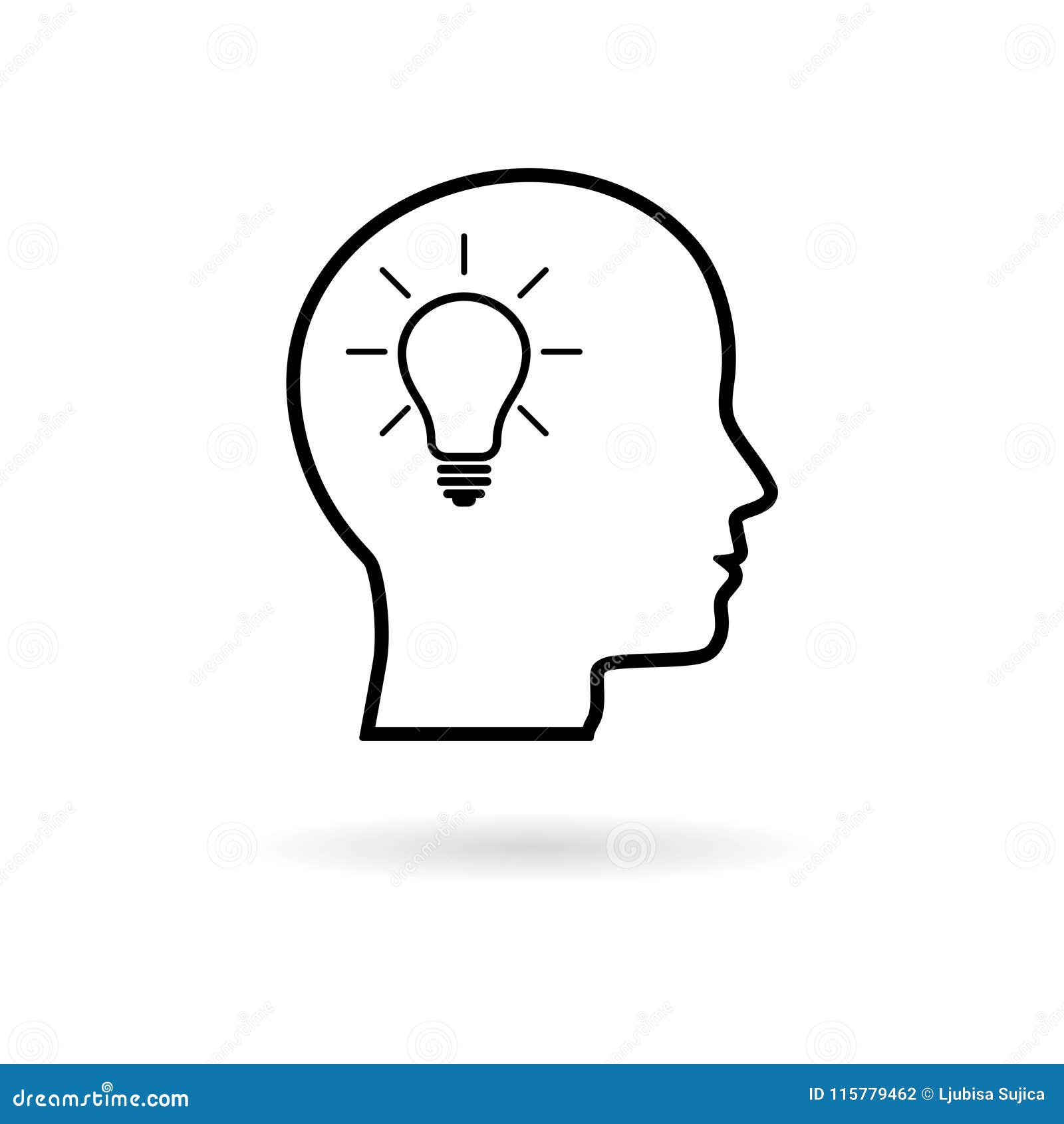 Human Head with Light Bulb Icon Stock Vector - Illustration of idea ...