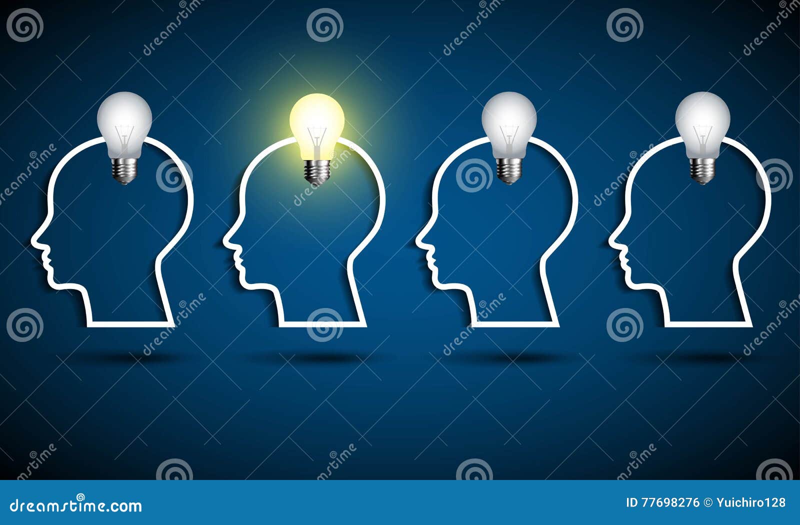 Human Head with Light Bulb. Think Idea Concept. Stock Vector ...