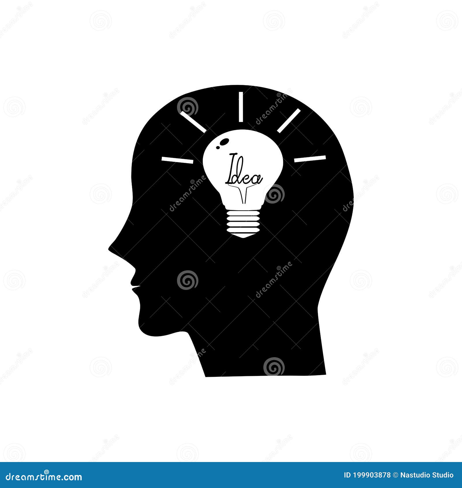 Human Head with Lightbulb Inside Glyph Icon. Creativity Stock Vector ...