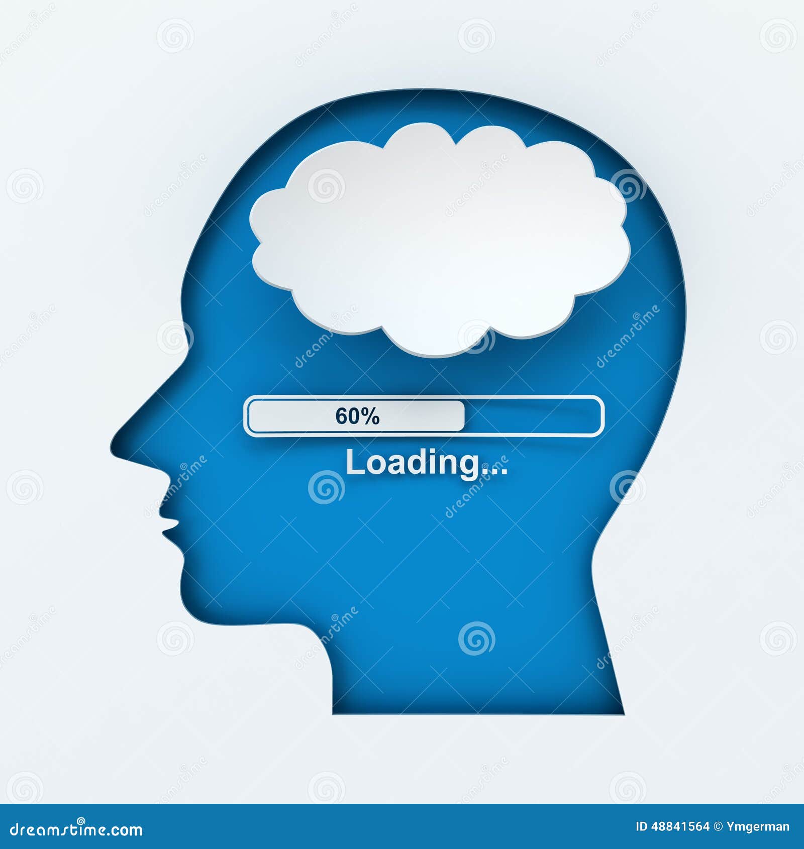 Human Head with Loading Bar and Thought Bubble Stock Illustration ...