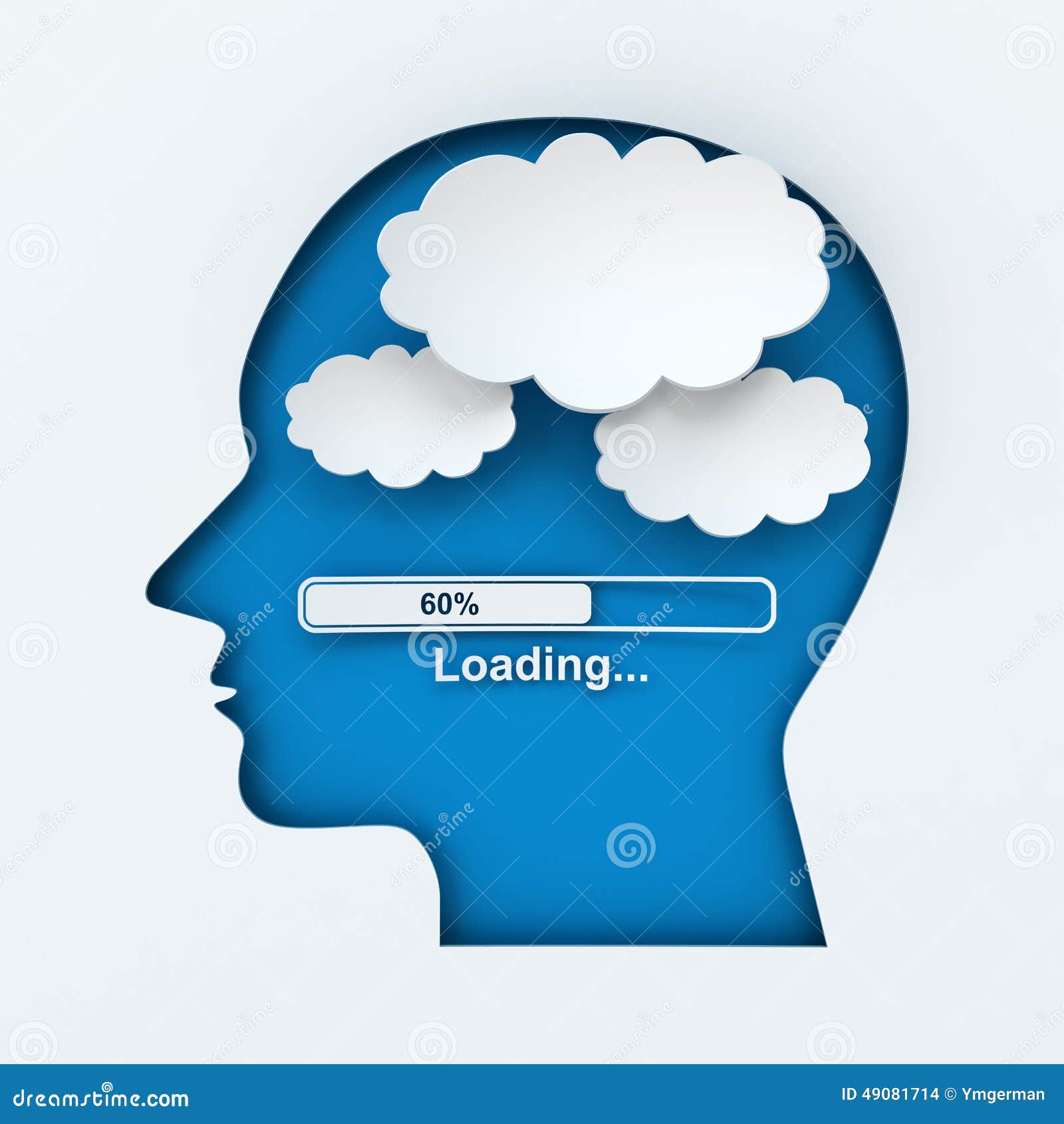 Human Head with Loading Bar and Thought Bubbles Stock Illustration ...