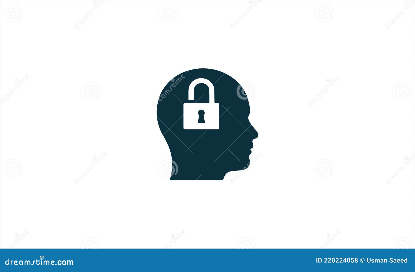 Human Head with Lock Icon Logo Design Template Element. Vector ...