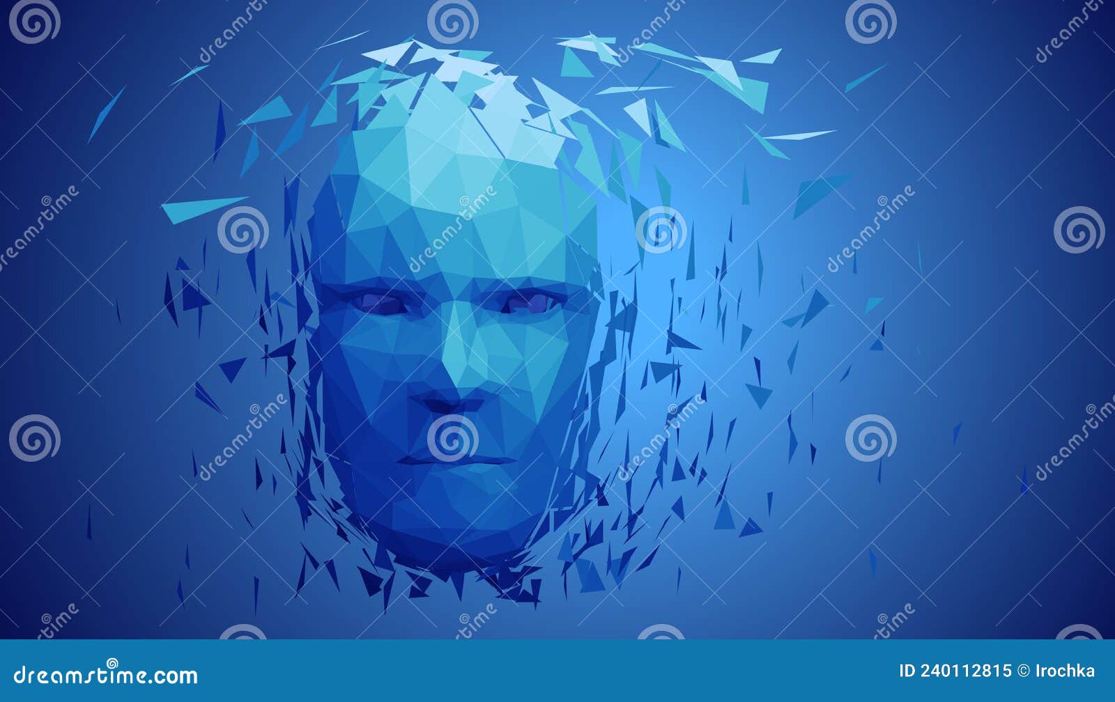 Human Head, Low Poly Style 3d Vector Wireframe Object Broken into ...
