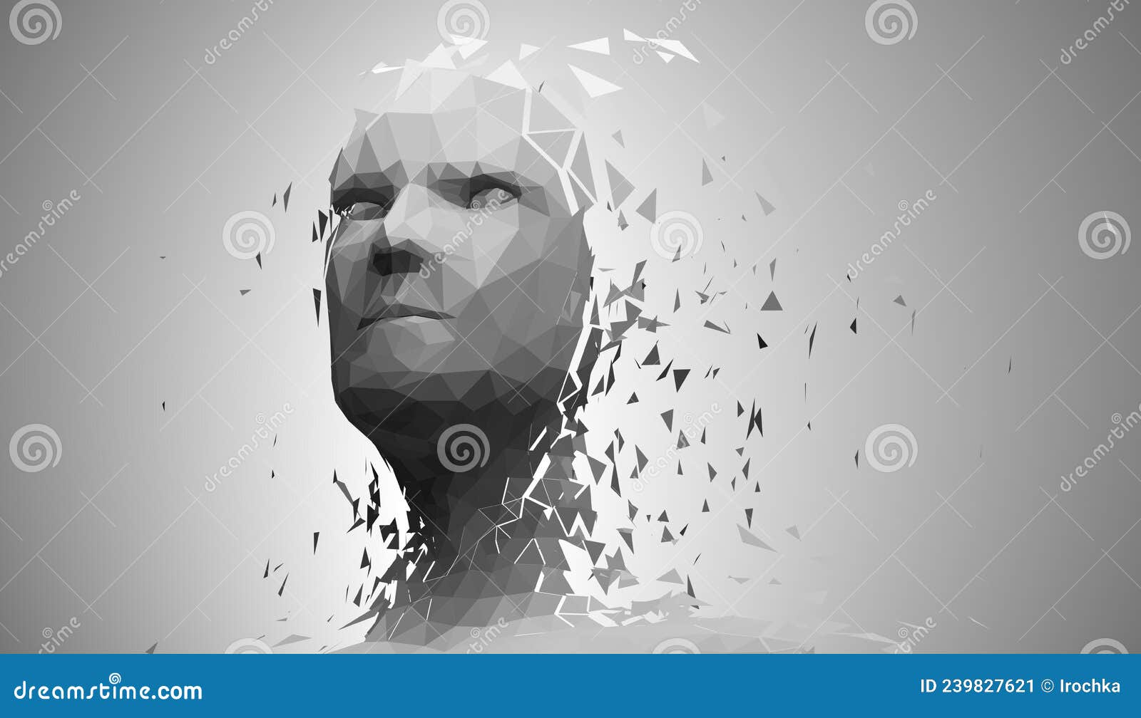 Human Head, Low Poly Style 3d Vector Wireframe Object Broken into ...