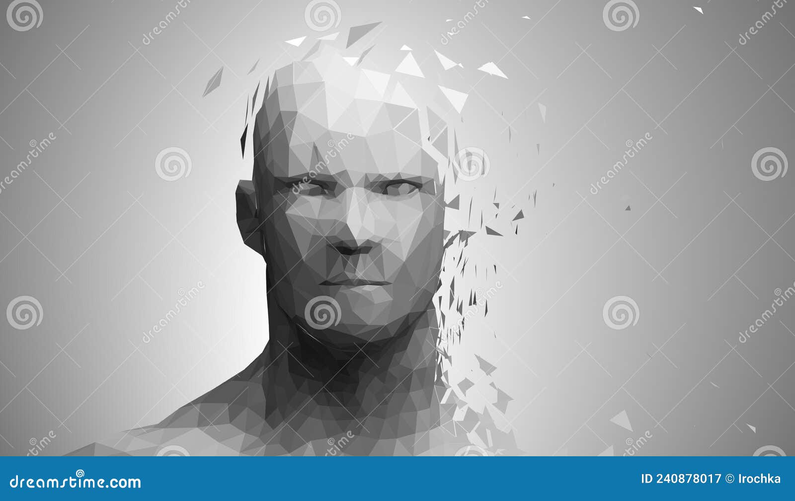 Human Head, Low Poly Style 3d Vector Wireframe Object Broken into ...