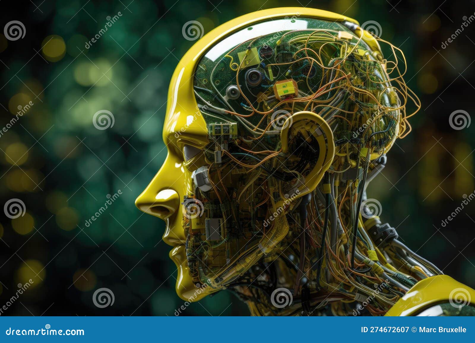 Human Head Made Of Cogs And Circuits, Concept Image For Artifical ...