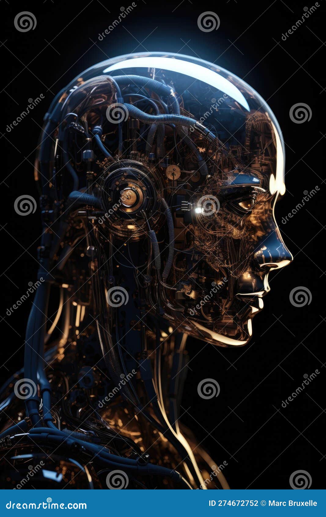 Human Head Made of Cogs and Circuits, Concept Image for Artifical ...