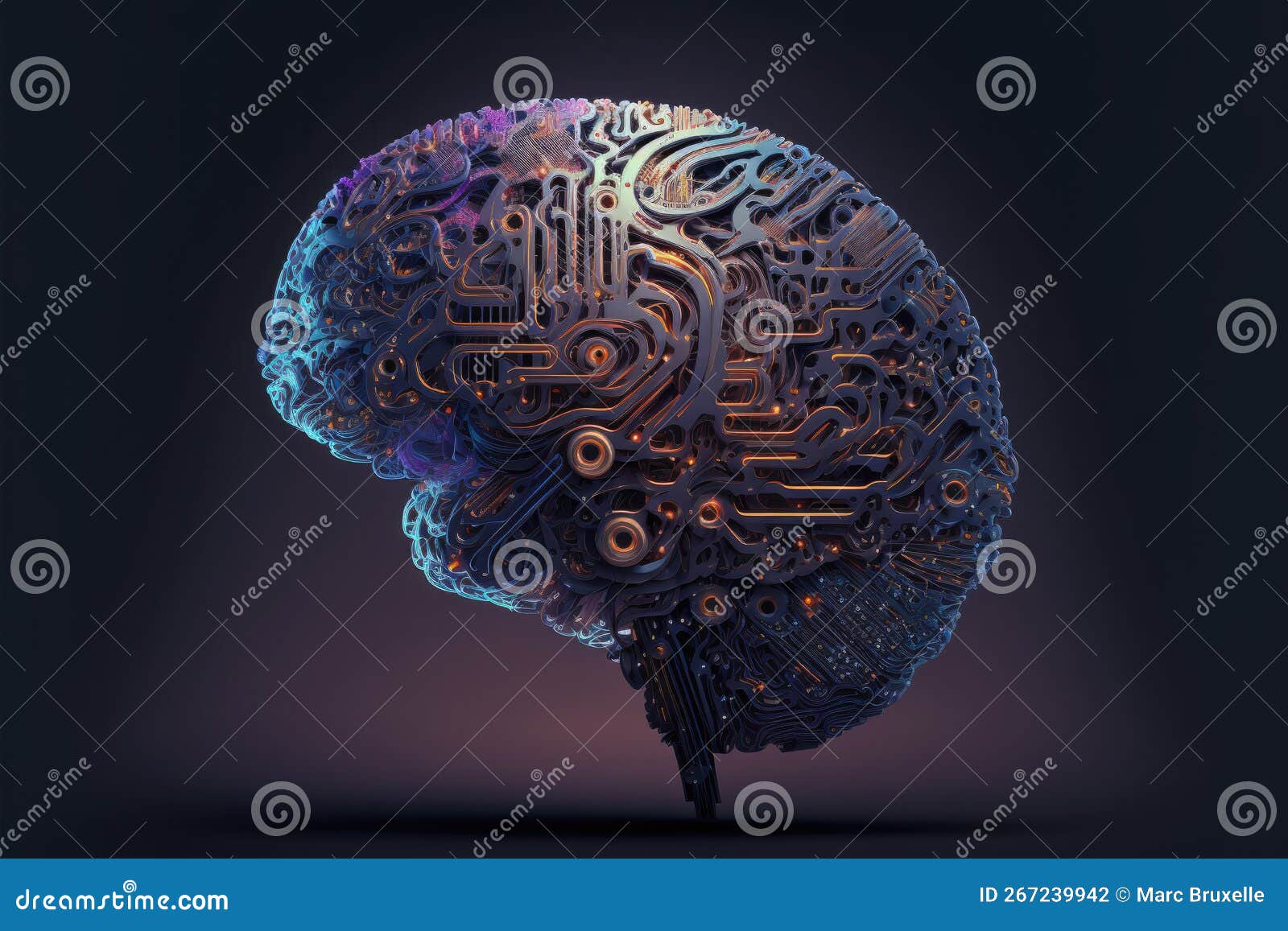 Human Head Made of Cogs and Circuits, Concept Image for Artifical ...