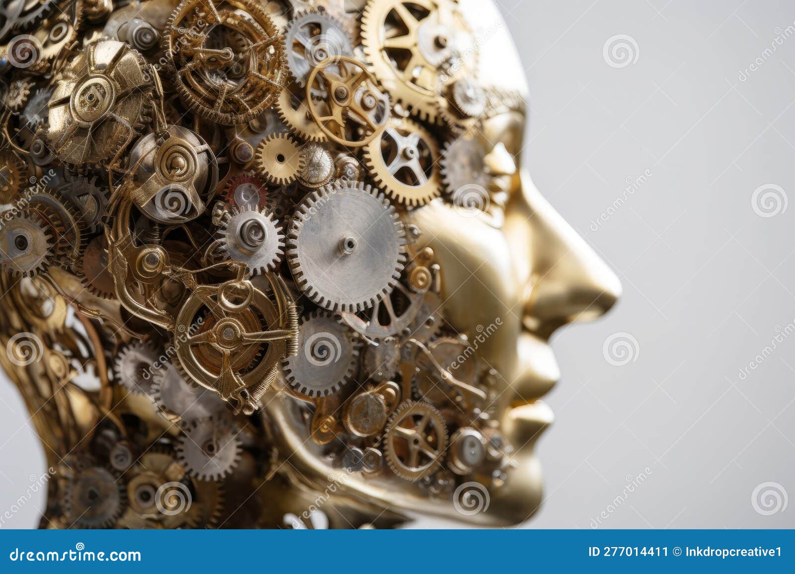 Human Head Made from Connected Cogs and Gears. Generative Ai Stock ...