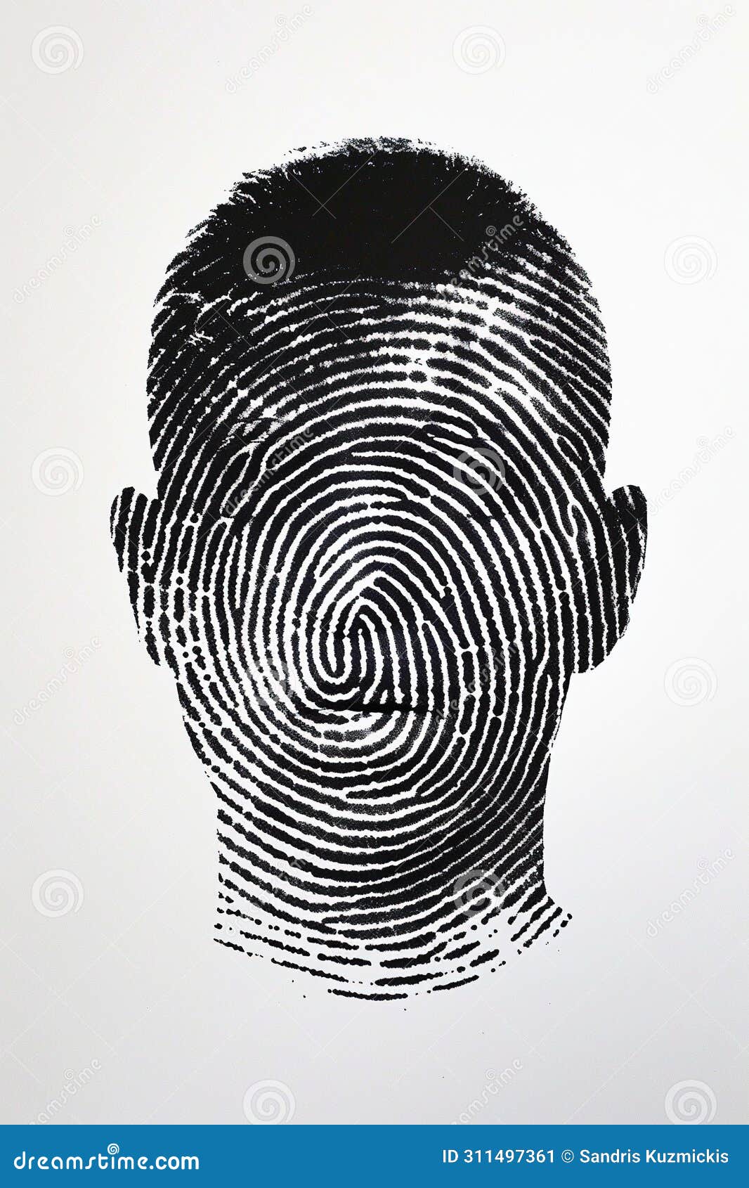 Human Head Made Out of a Fingerprint. Generative AI Stock Illustration ...