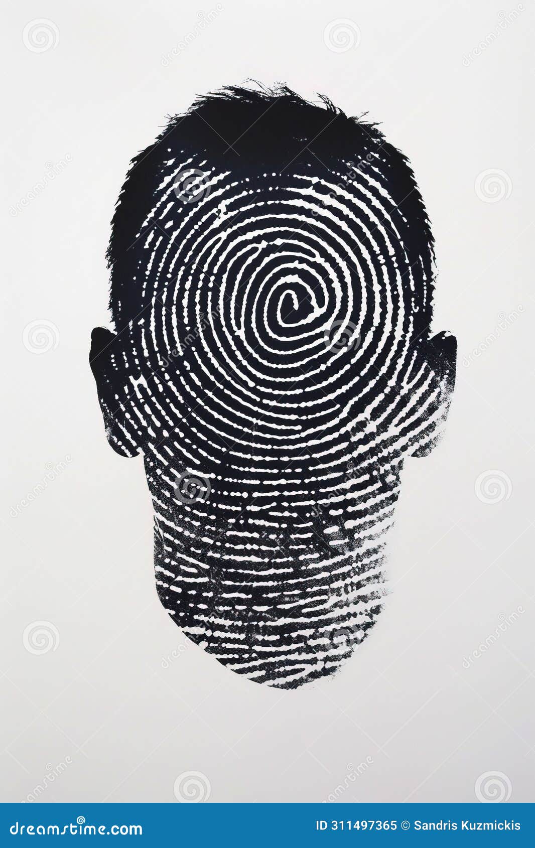 Human Head Made Out of a Fingerprint. Generative AI Stock Illustration ...