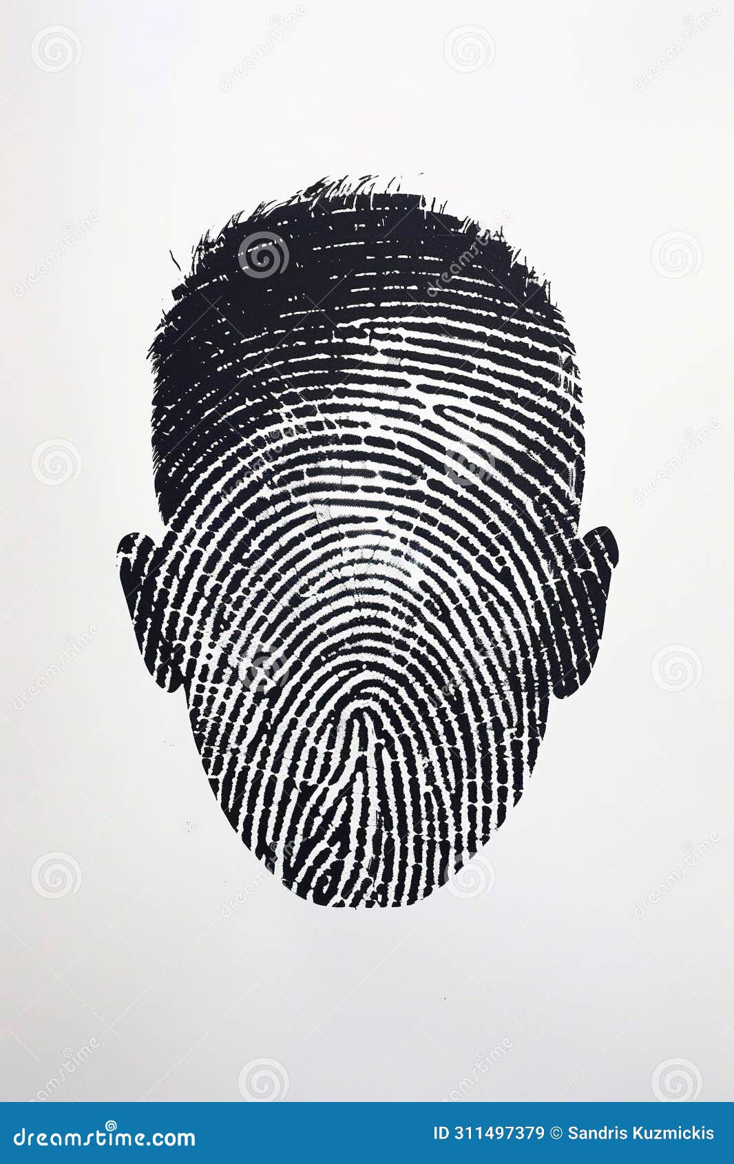 Human Head Made Out of a Fingerprint. Generative AI Stock Illustration ...
