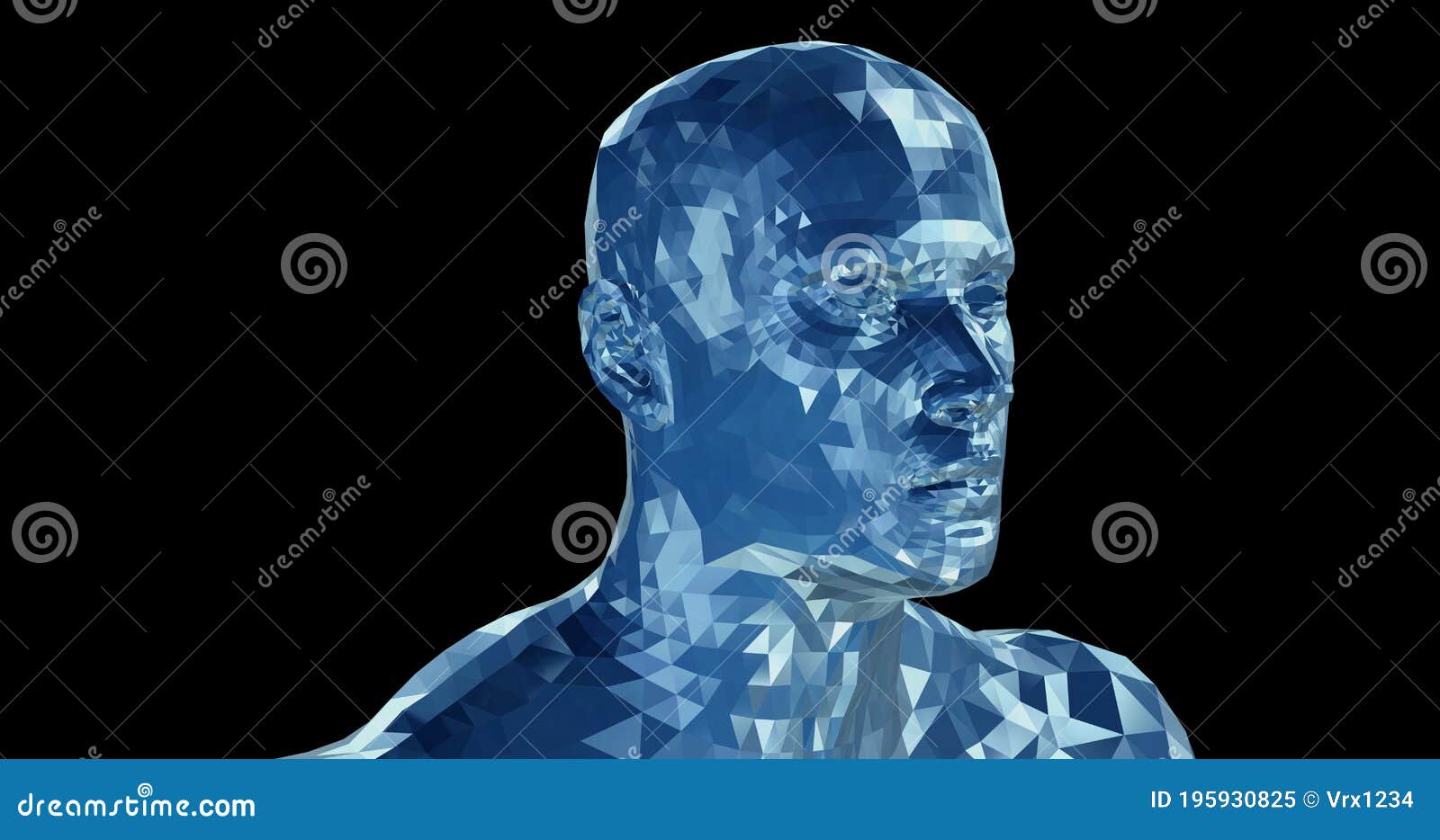 3d Model of Male Human Face.Polygon Facets. Glass, Transparent Human ...
