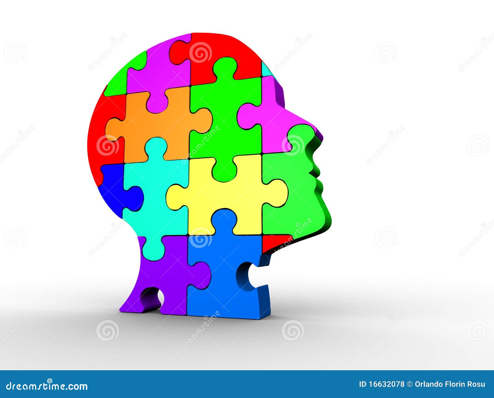 Human head made of puzzle stock illustration. Illustration of purple ...