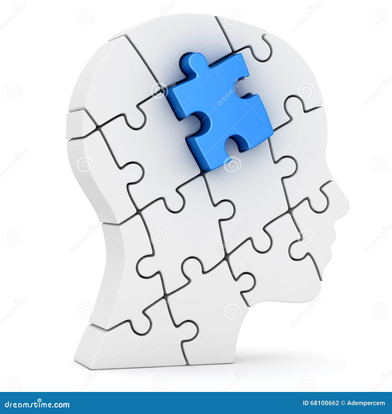 Human Head Made of Puzzle Pieces Stock Illustration - Illustration of ...