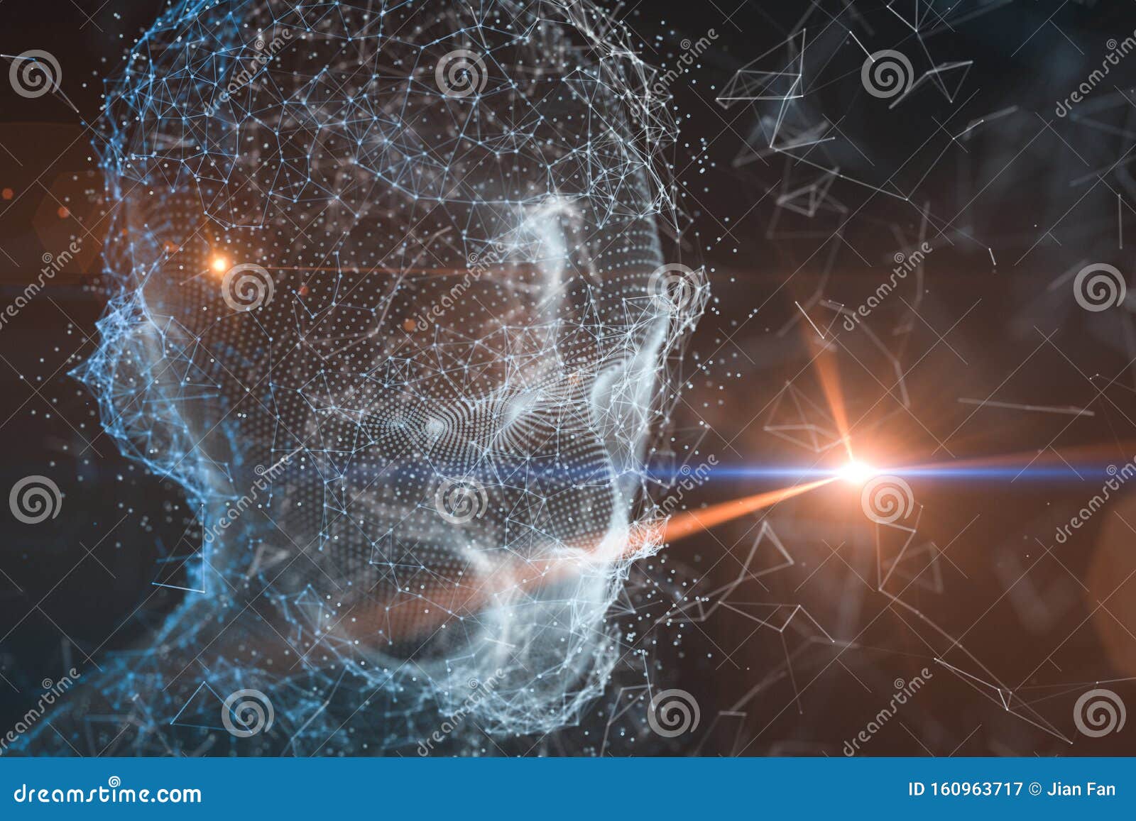 Human Head Made Up of Technological Lines with the Concept of ...