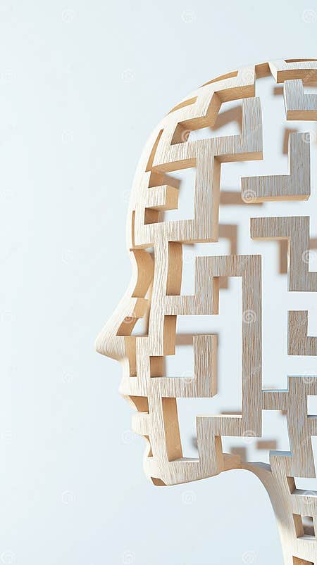 Human Head with a Maze Inside, Representing Complex Thinking Stock ...