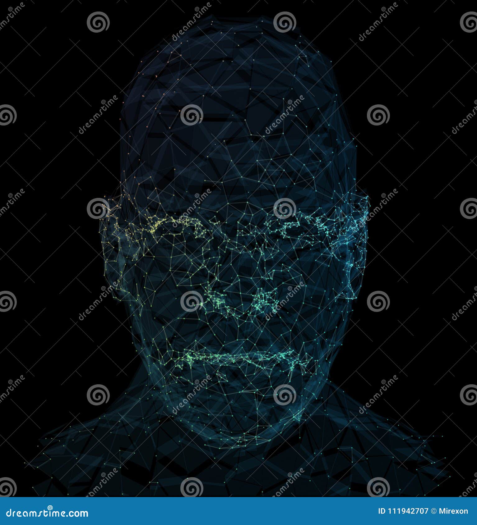 Human Head Network Line Abstract Background. 3d Illustration. Stock ...