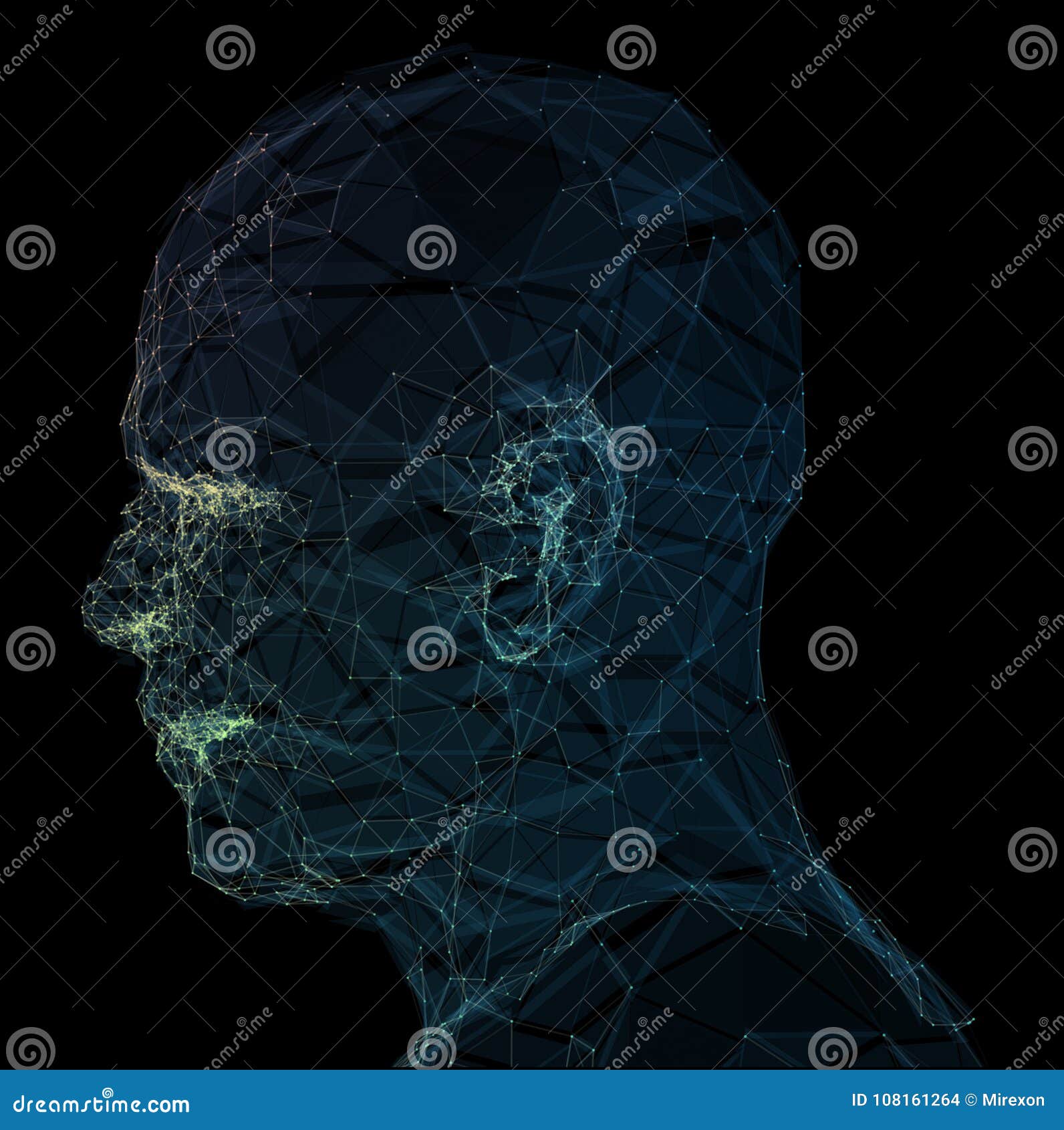 Human Head Network Line Abstract Background. 3d Illustration. Stock ...