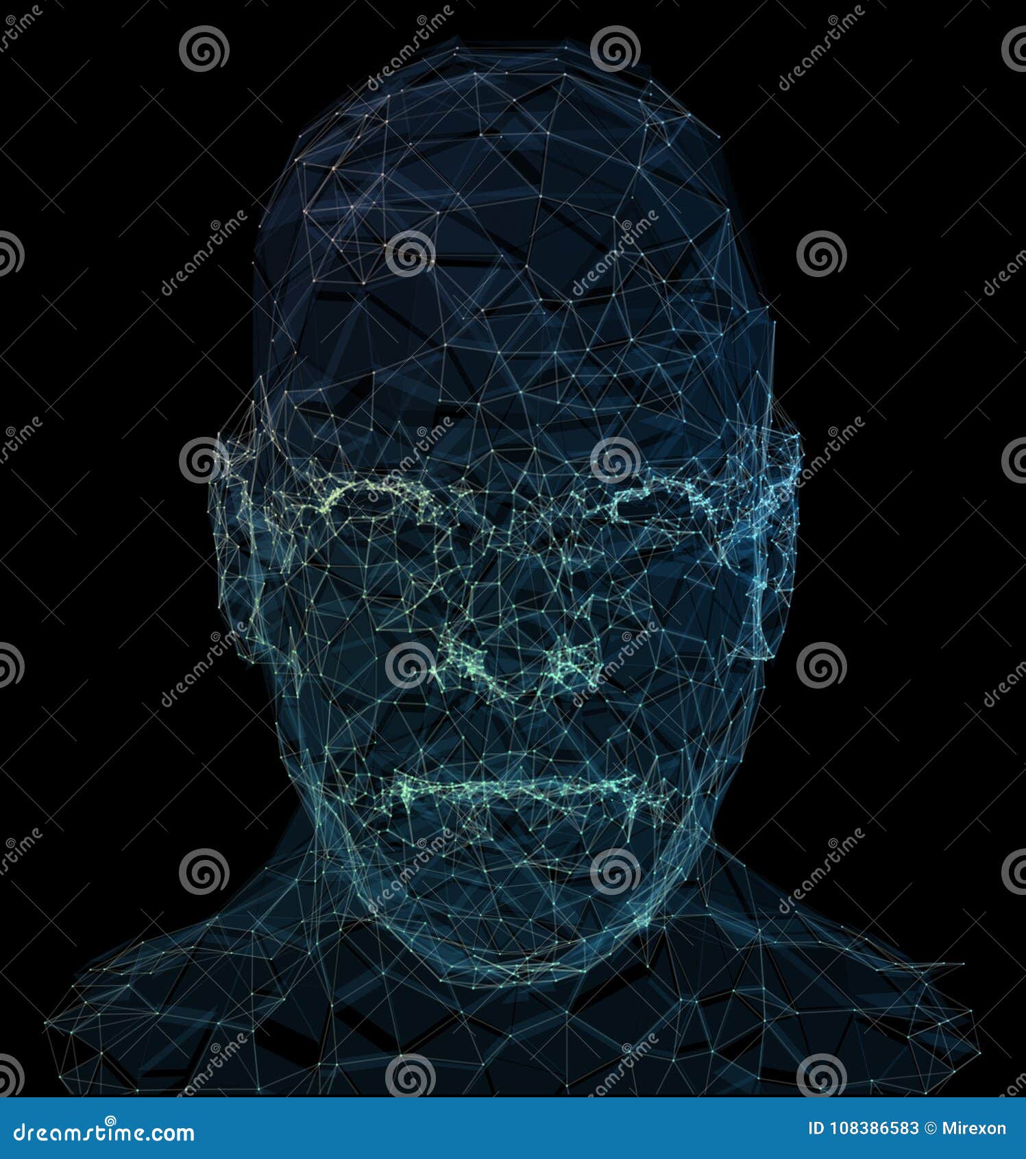 Human Head Network Line Abstract Background. 3d Illustration. Stock ...