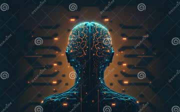 Human Head with Neural Network Brain. Artificial Intelligence Big Data ...