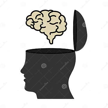 Human head open and brain stock vector. Illustration of icon - 219263817