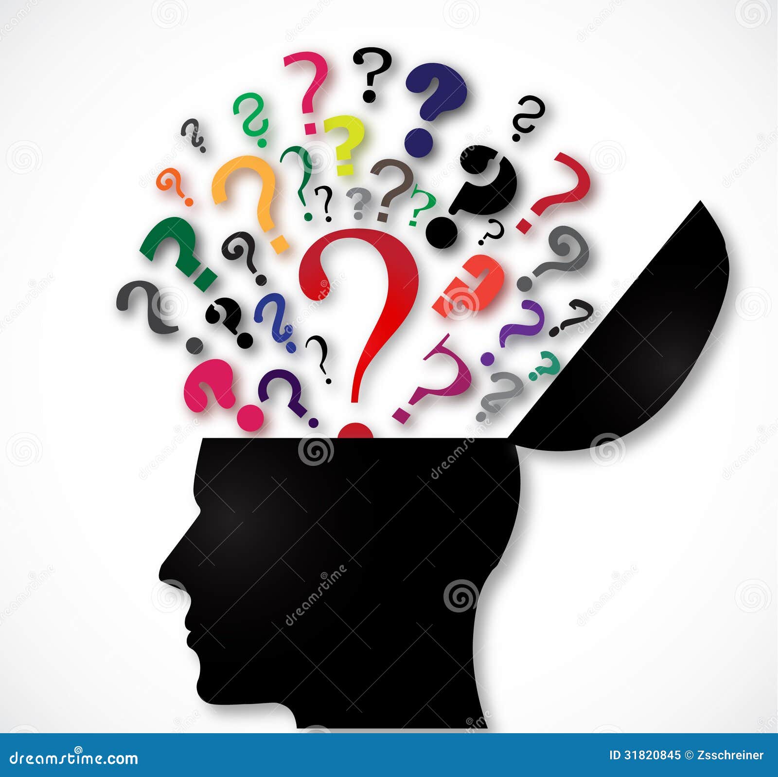 Human Head Open with Color Question Marks Stock Illustration ...