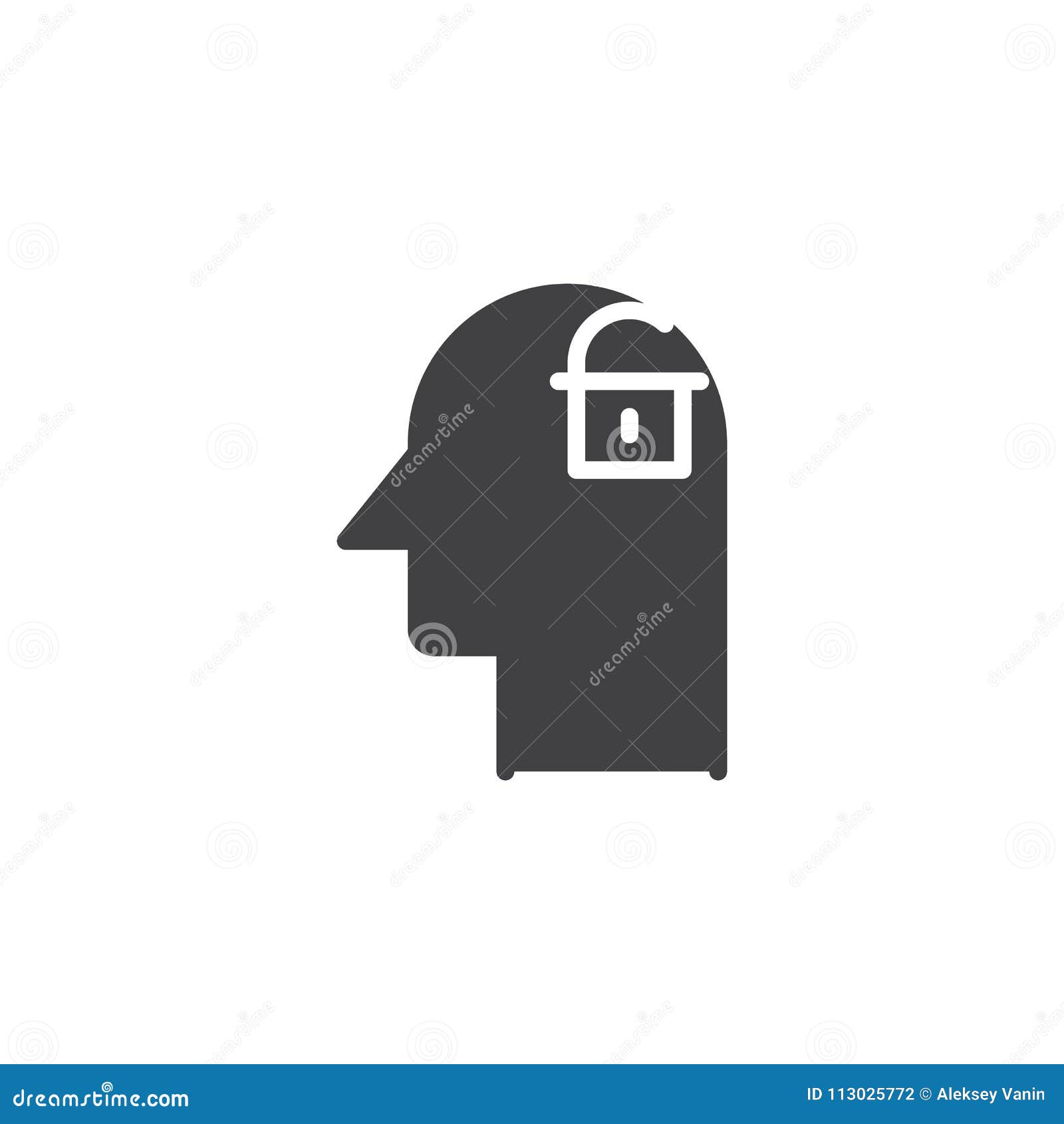 Human Head with Open Lock Inside Vector Icon Stock Vector ...