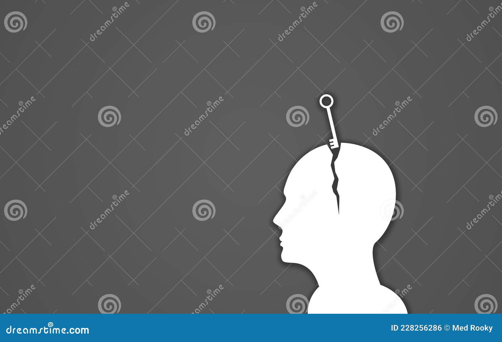 Human Head Opened With A Key. Idea Key Concept. Grey Background With ...