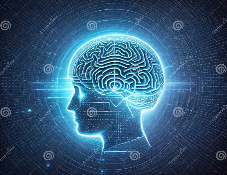 Human Head Outlines, Abstract Patterns, Indicative of Modern Technology ...