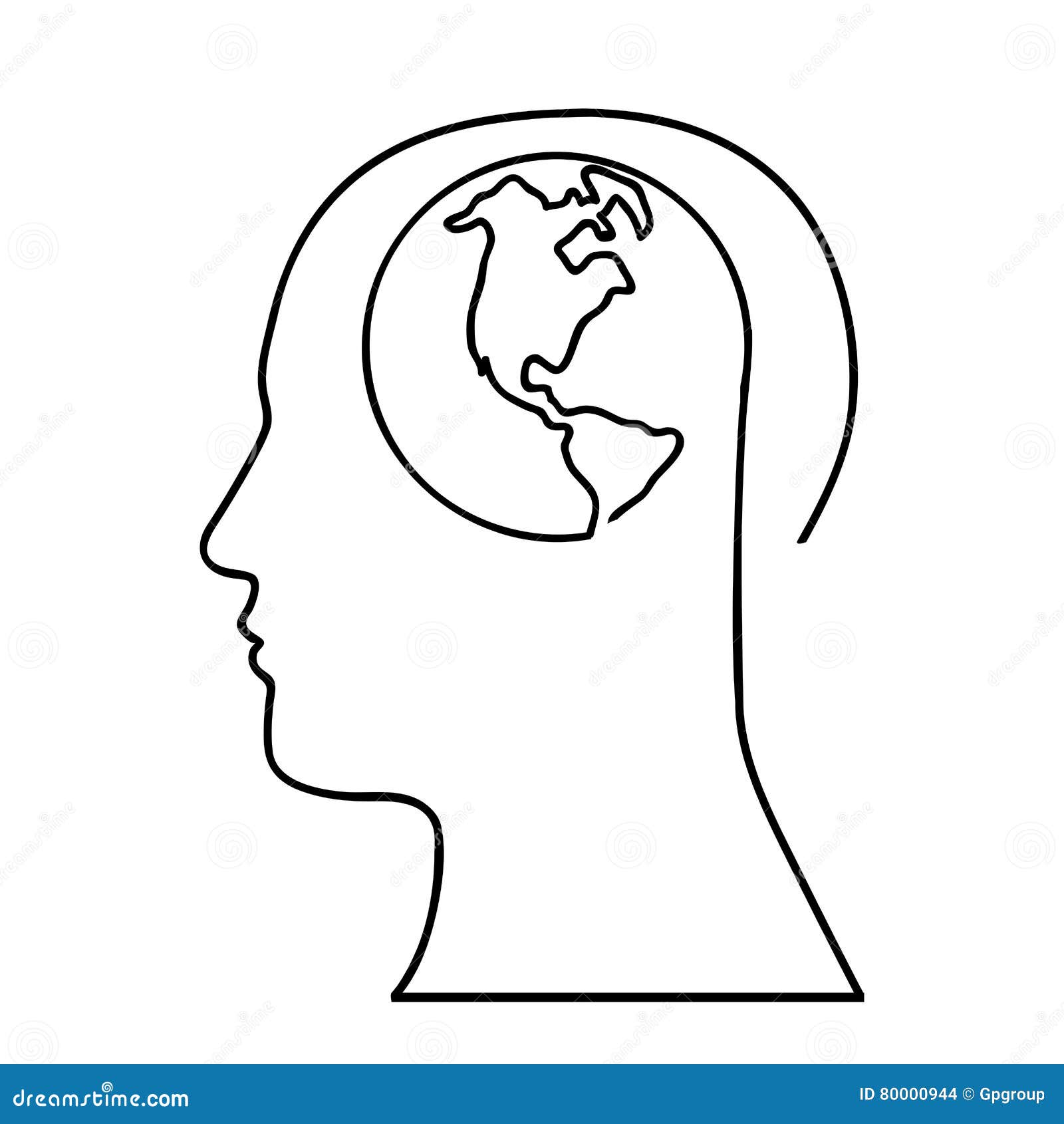 Human Head with Planet Earth Icon Image Stock Vector - Illustration of ...