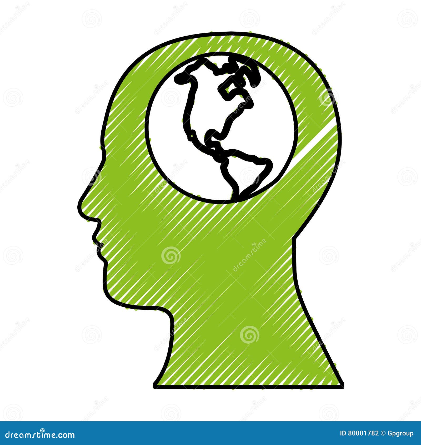 Human Head with Planet Earth Icon Image Stock Vector - Illustration of ...