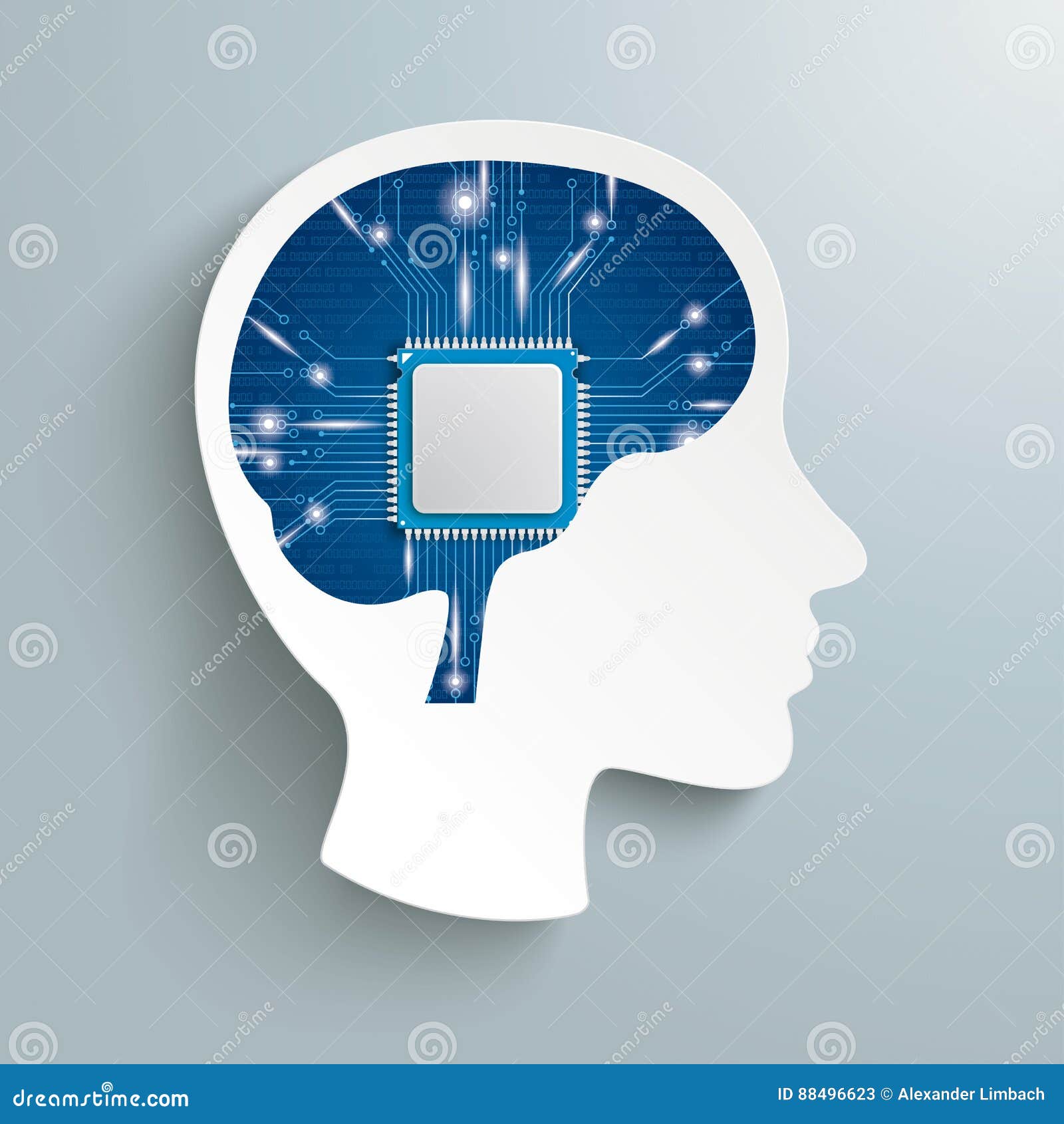 Human Head Processor Brain Stock Illustrations – 1,603 Human Head ...